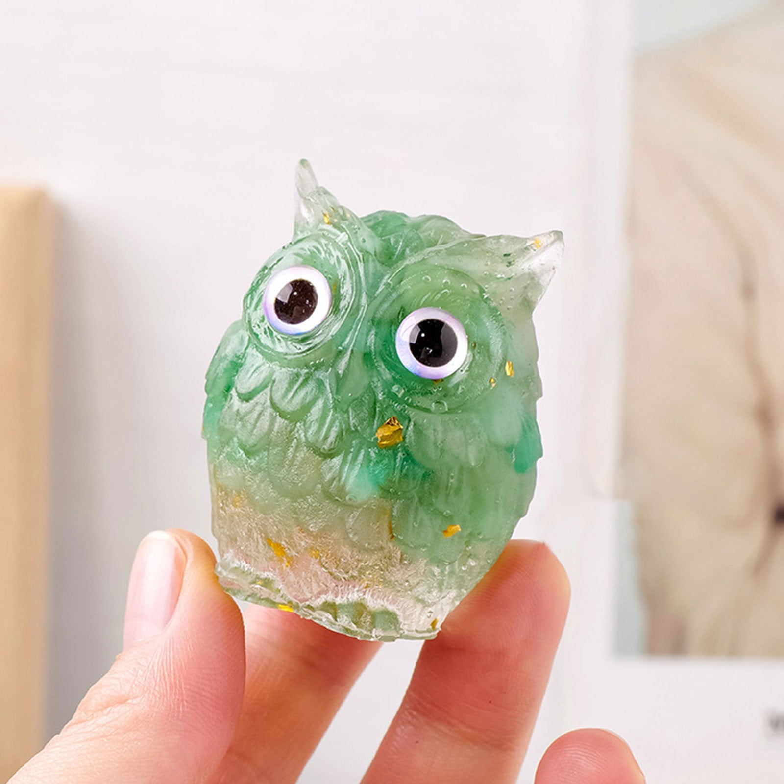 Clearance Guopo Natural Chip Resin Owl Figurine Elegant Desktop Decor ...