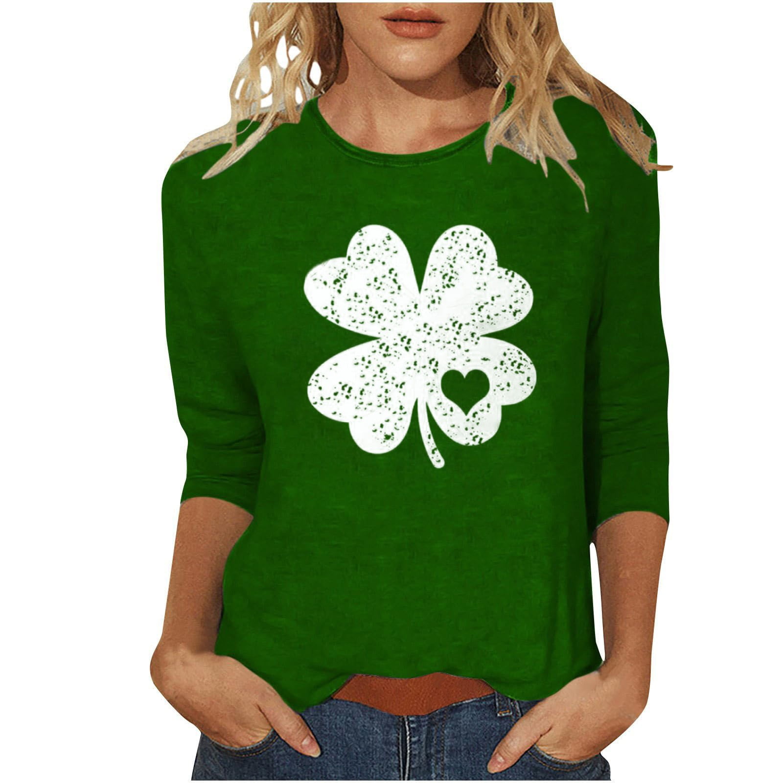 🍀 Clearance! HCURIBAD Irish Shirts for Women, Women's Casual 3/4 Sleeve ...