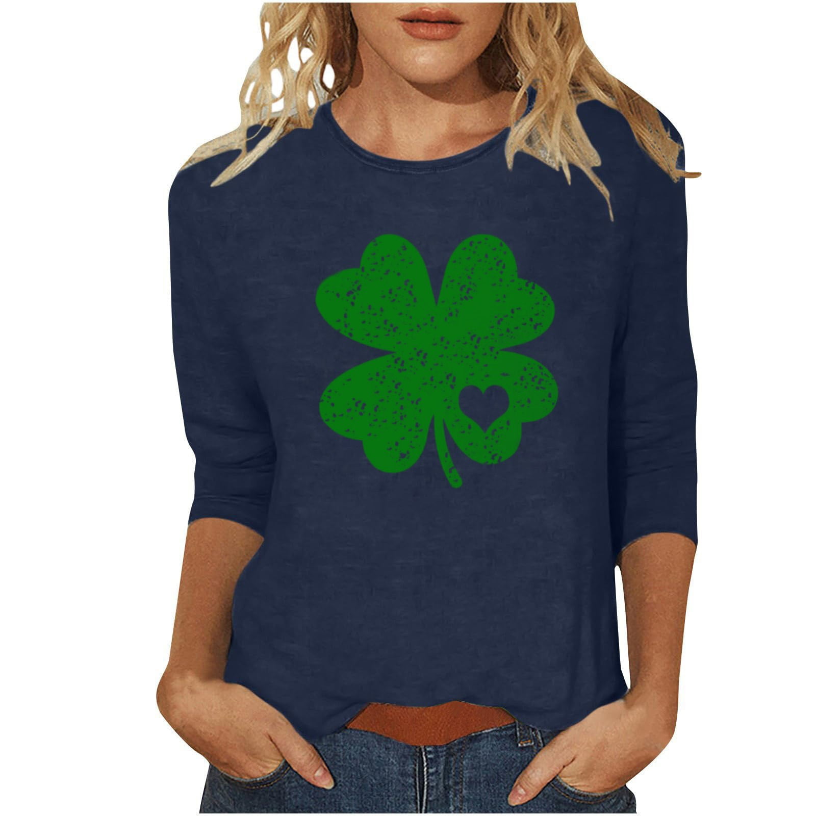 🍀 Clearance! HCURIBAD Irish Shirts for Women, Women's Casual 3/4 Sleeve ...