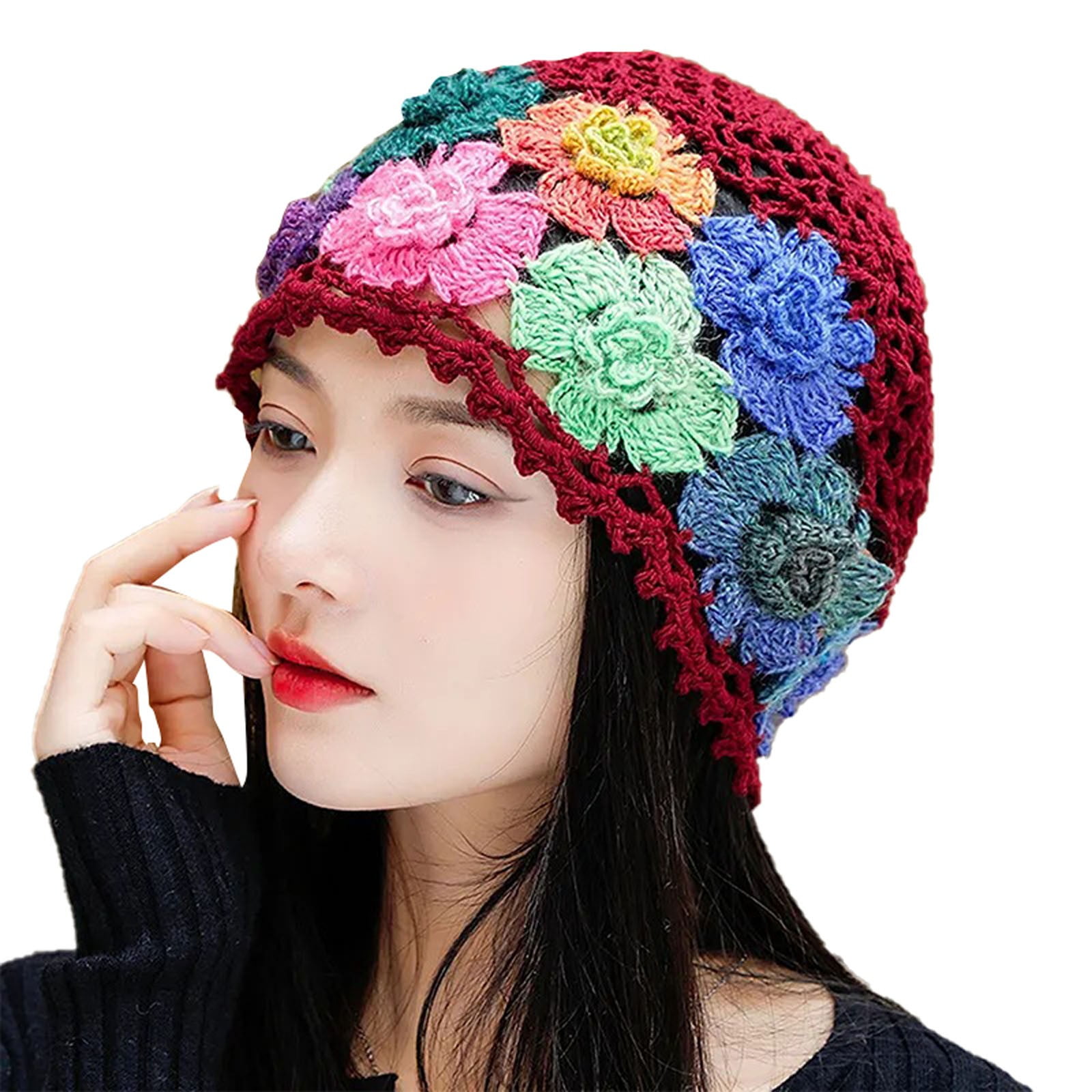 Clearance! HCURIBAD Knit Hats,Women's Vintage Hand Embroidered Cotton ...