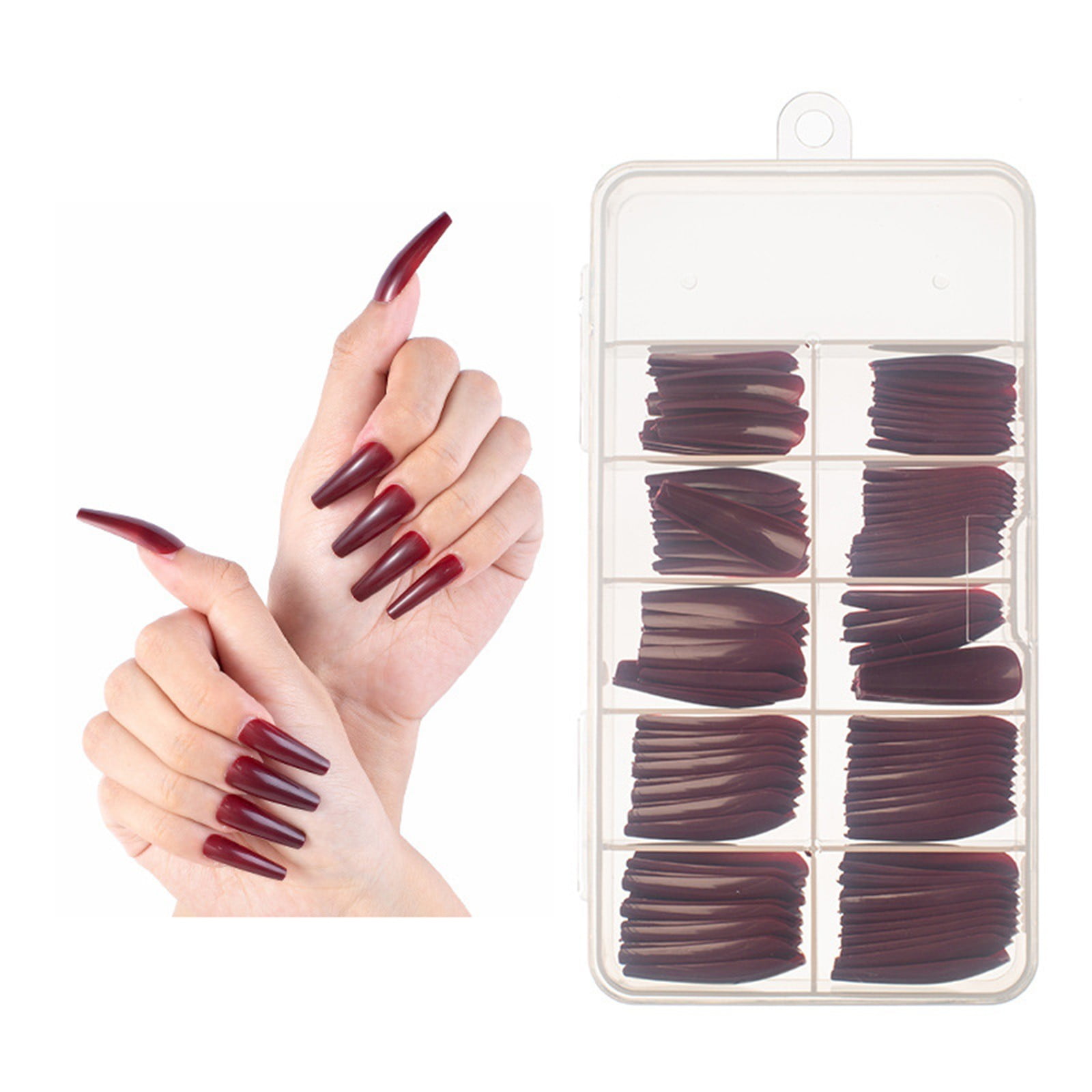 Clearance Hadred Fake Nails Colored Long Coffin Press On Nails