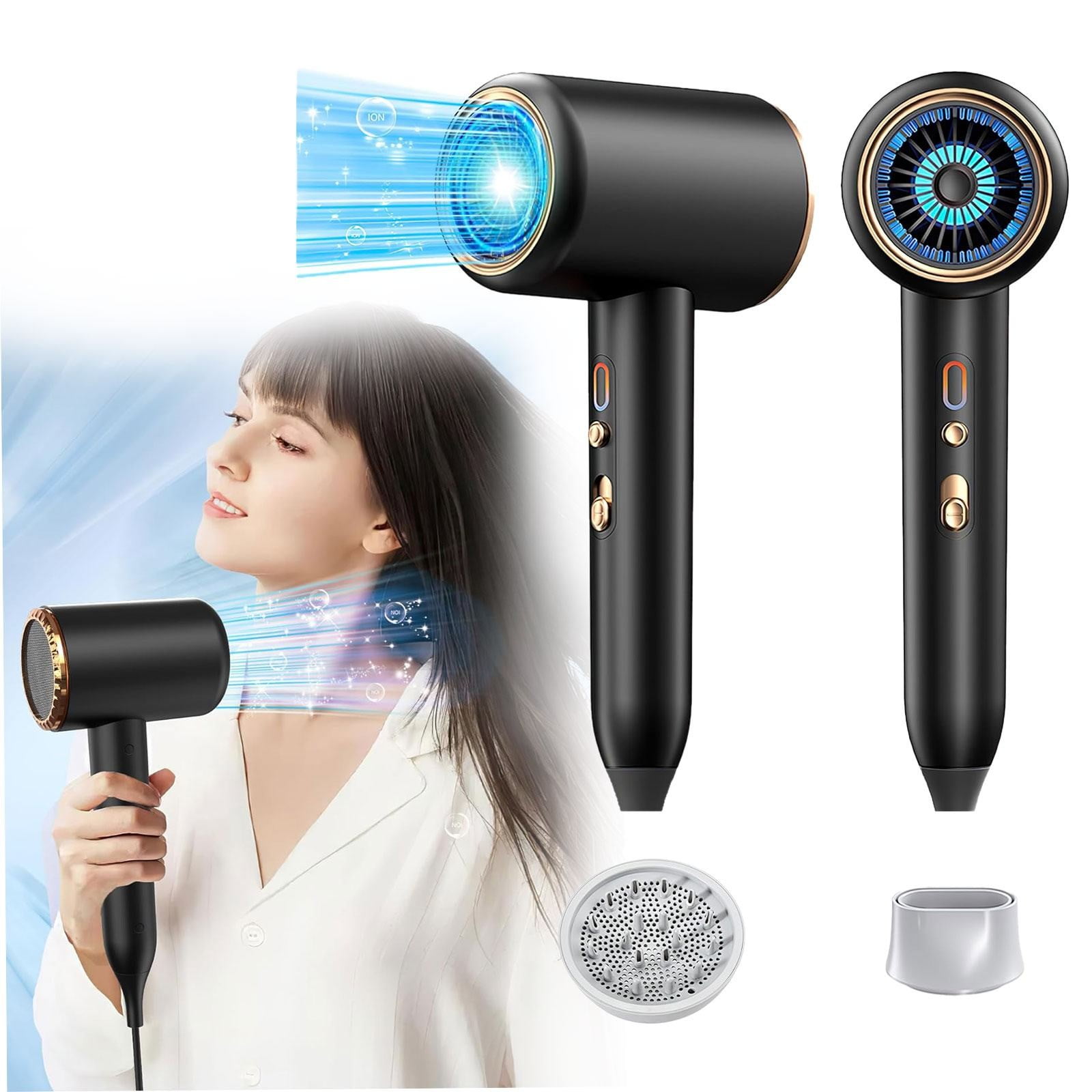 Clearance!Hadred Hair Care Ions With Diffuser Concentrator Nozzle 2400W Ultra Silent Motor 2 ...