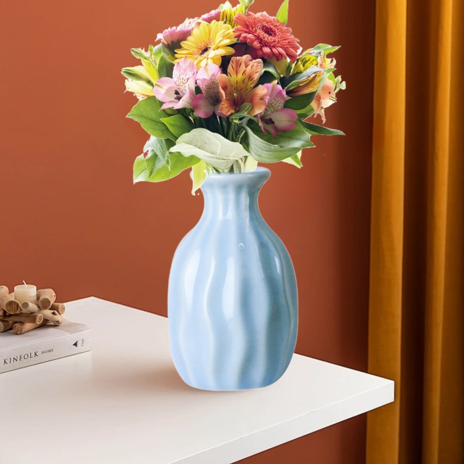 Clearance! Haidf Small Ceramic Bud Vases, Ripple Vases for Modern ...