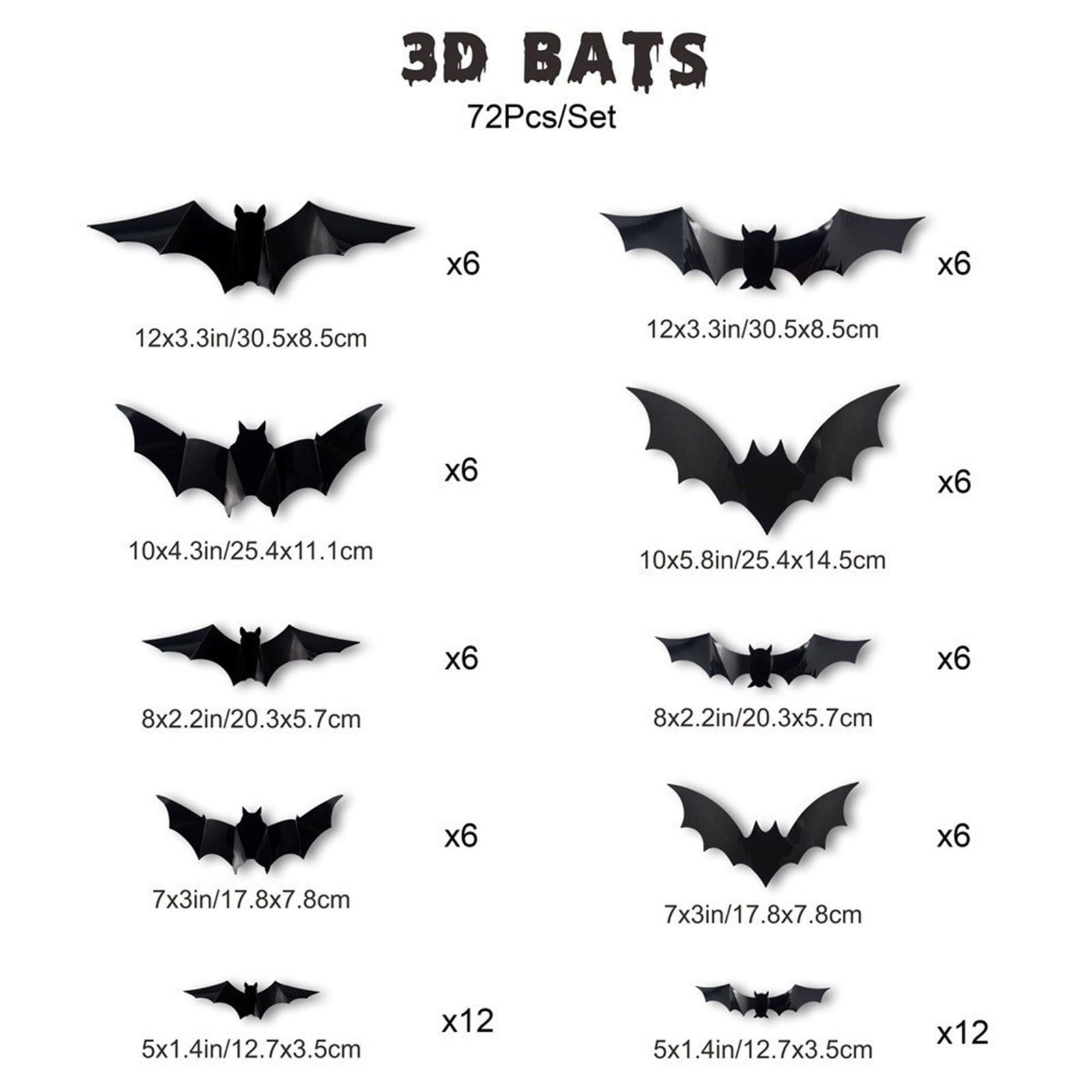 Clearance Halloween 3D Lighted Bats, 3D Bats Halloween Wall Decor with ...