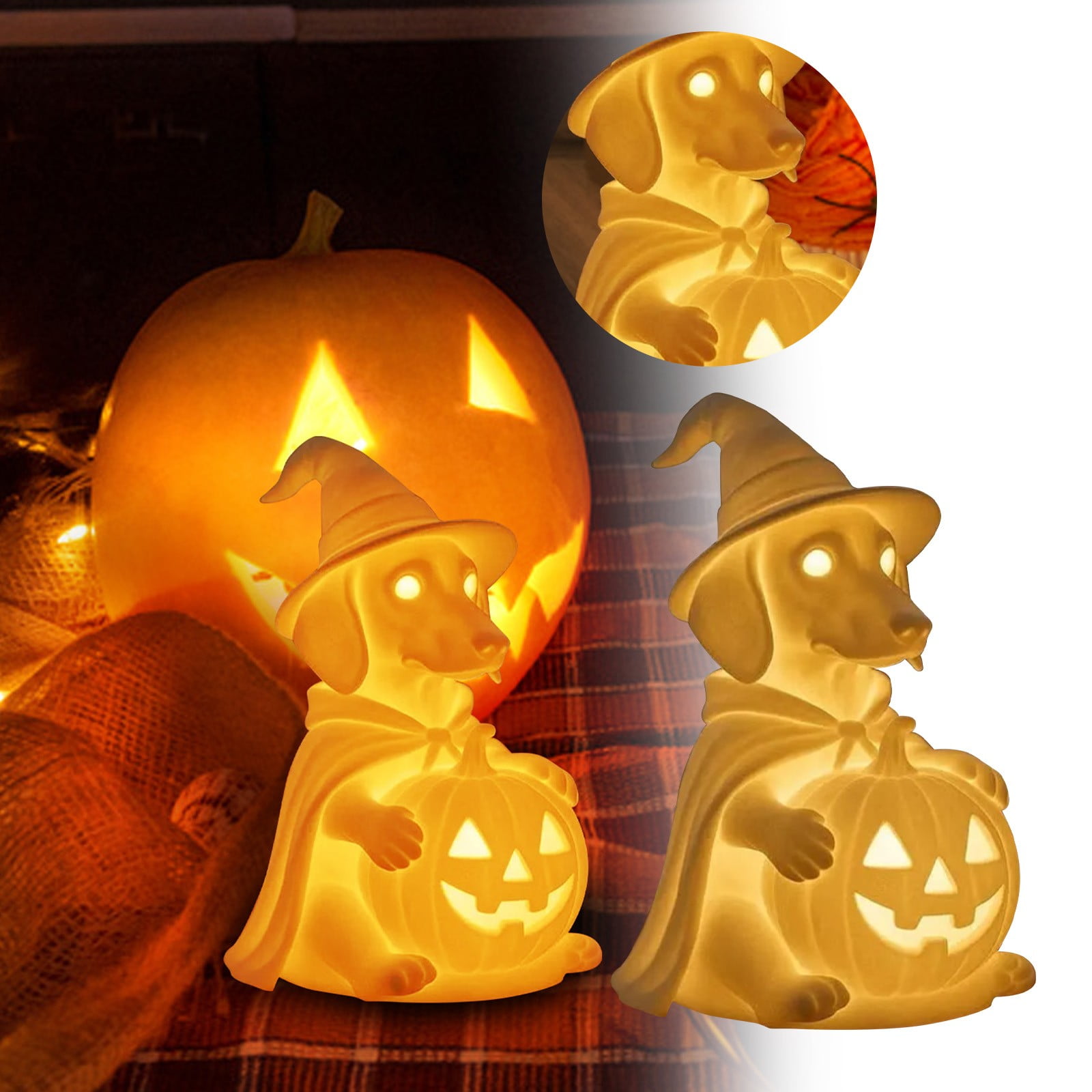 Clearance Halloween Decorations Pumpkin Light Resin Desktop Ornament ...