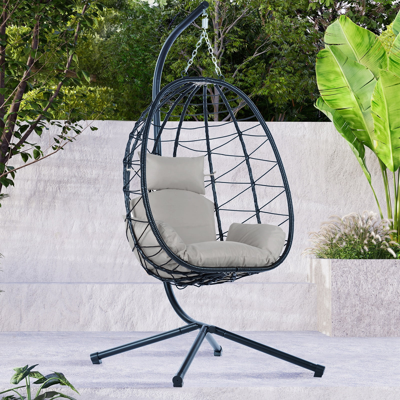 Clearance! Hanging Wicker Egg Chair, Outdoor Patio Hanging Chairs with ...
