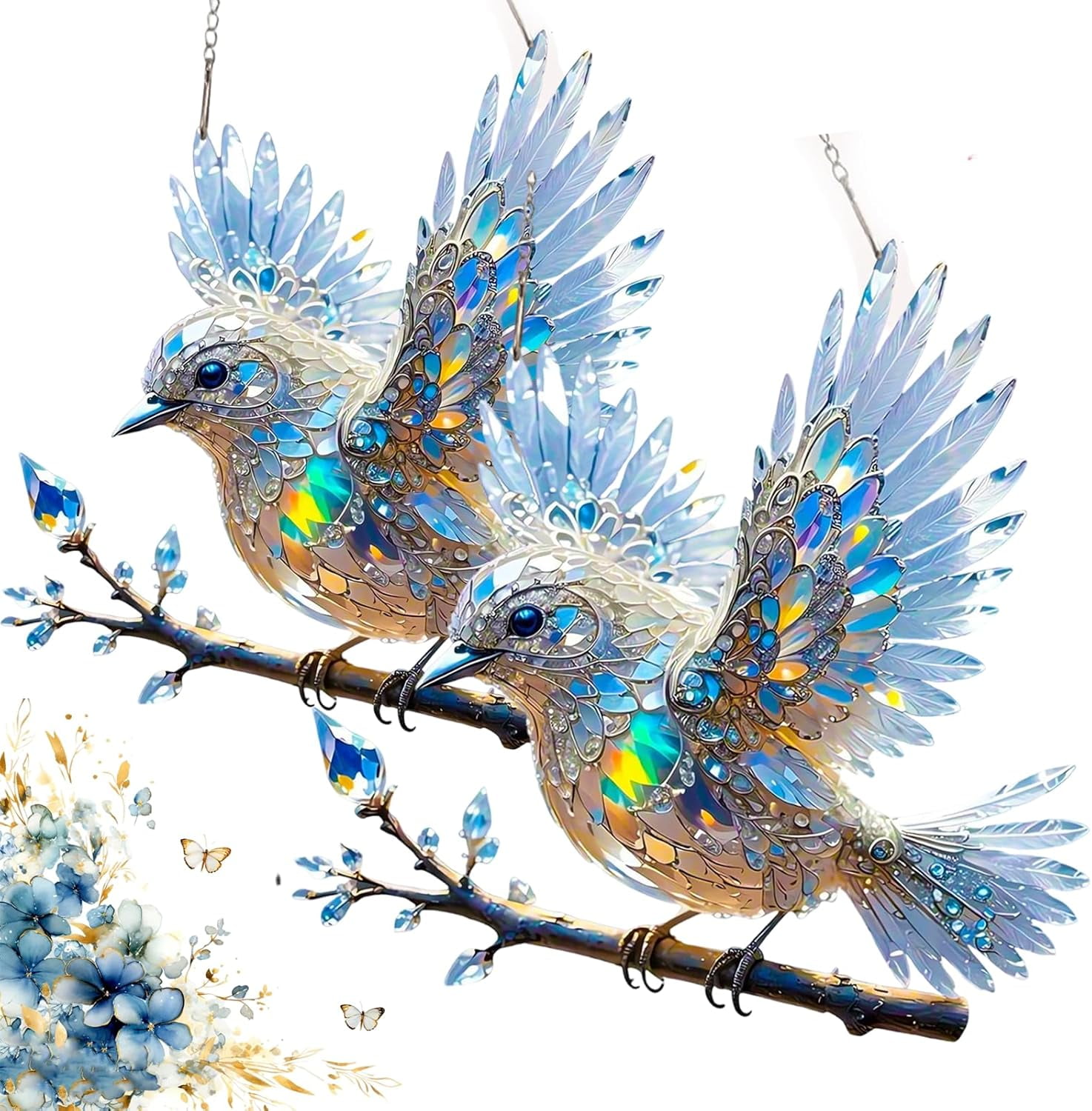 Clearance! Hangs Stained Art Ornament Hummingbird Stained Glass Birds ...