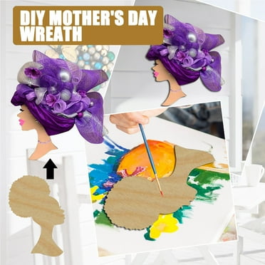 Clearance! Hangs under$5 Woman Head Shape DIY Wooden Crafts Template Wreath Silhouette Template ...