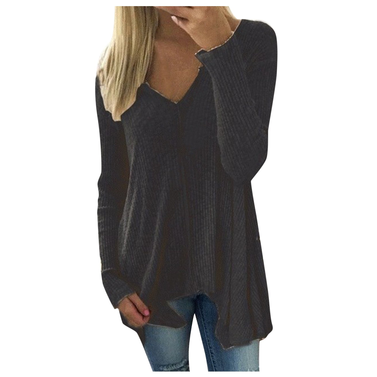 Clearance Harpily Womens 2024 Fall Sweaters Autumn And Winter Solid ...