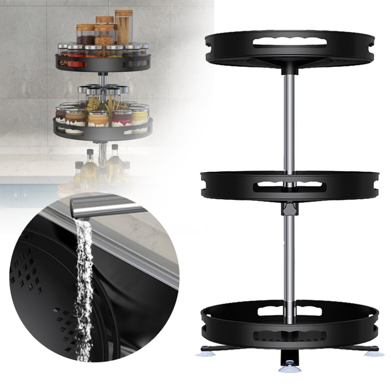 Clearance Iodue 1/2/3 Tier Multifunctional Home Storage Rack Rotating ...