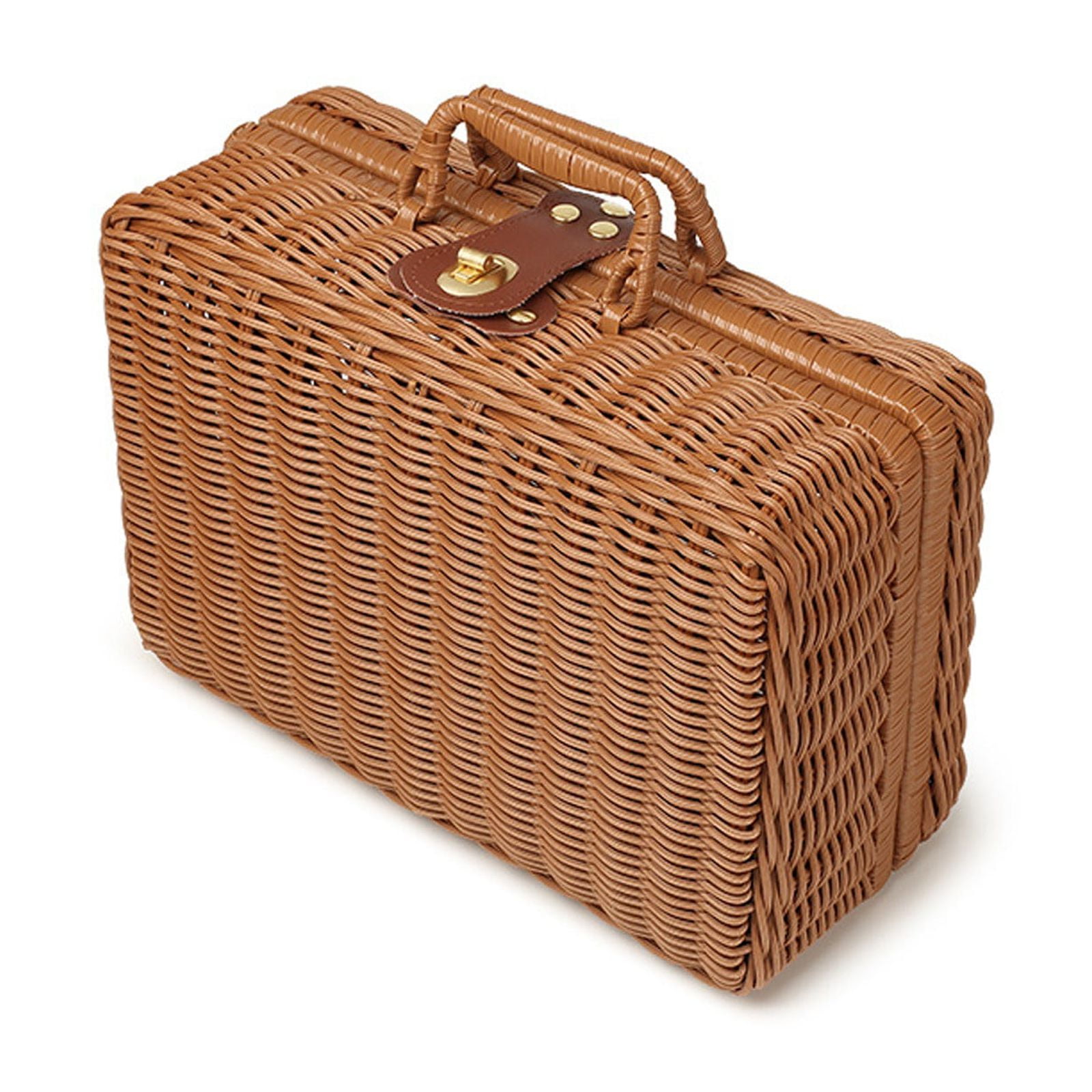 Hewann Cosmetic Sorting Rattan Box - Vintage Woven Handbag, Large ...