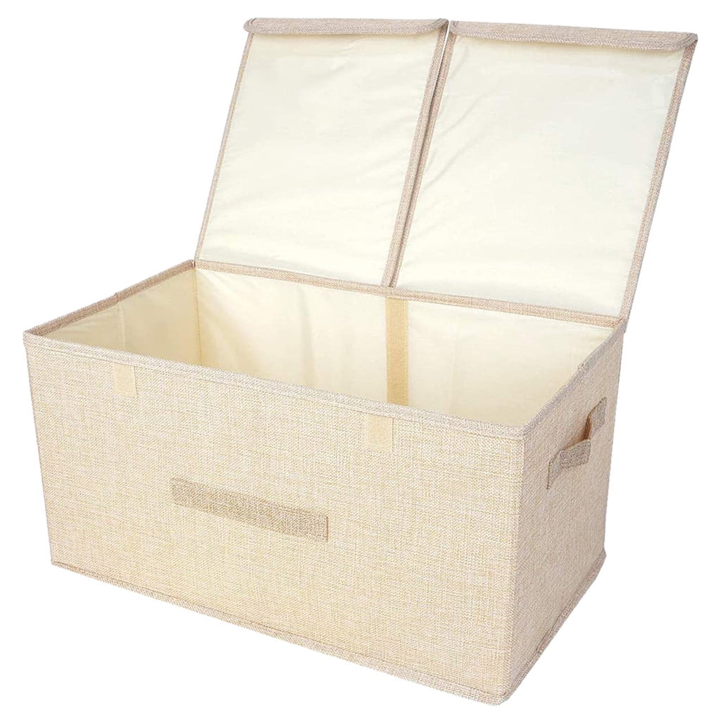 Hewann Large Storage Bin Collapsible Linen Fabric Storage Box - Large ...