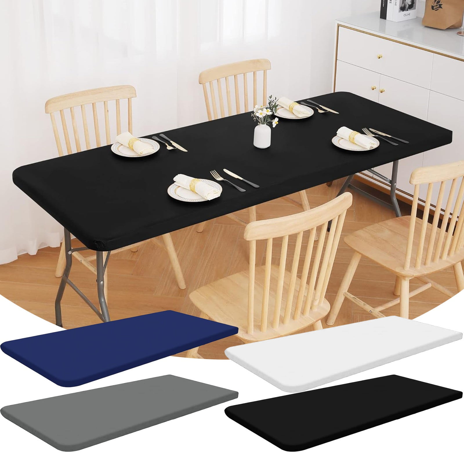 Clearance! Hexang Table Cloth Rectangle Tablecloth Elastic Fitted ...