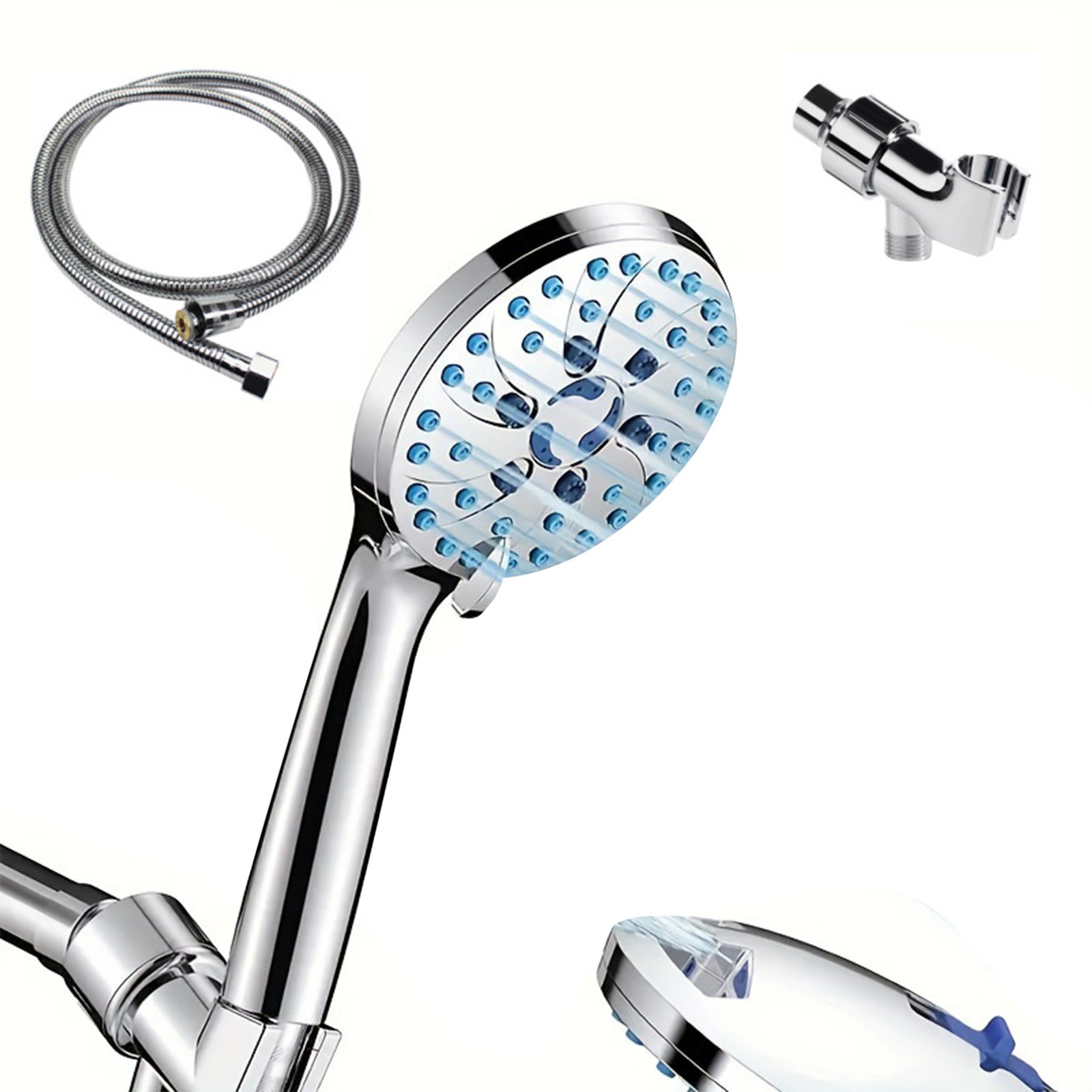 Clearance! High Pressure 8 Handheld Shower Head Anti Clog Nozzles In ...