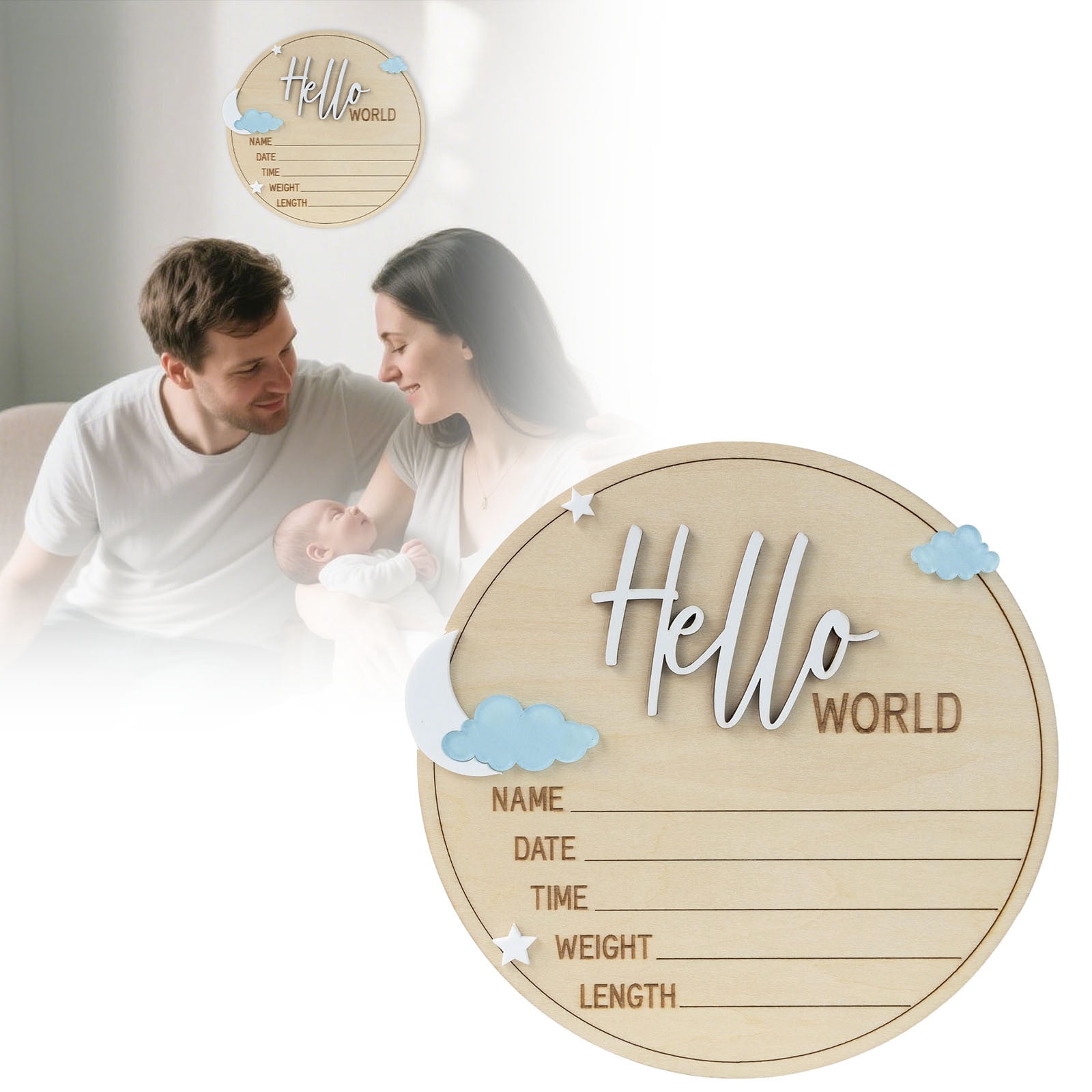 Clearance!Home Decor Baby Announcement Sign Wooden Hello World Newborn ...