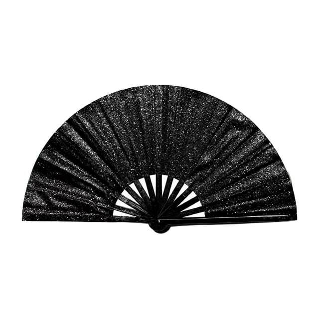 Clearance! Home Decor Glitter Black! Large Folding Hand Fan Dance EDM ...