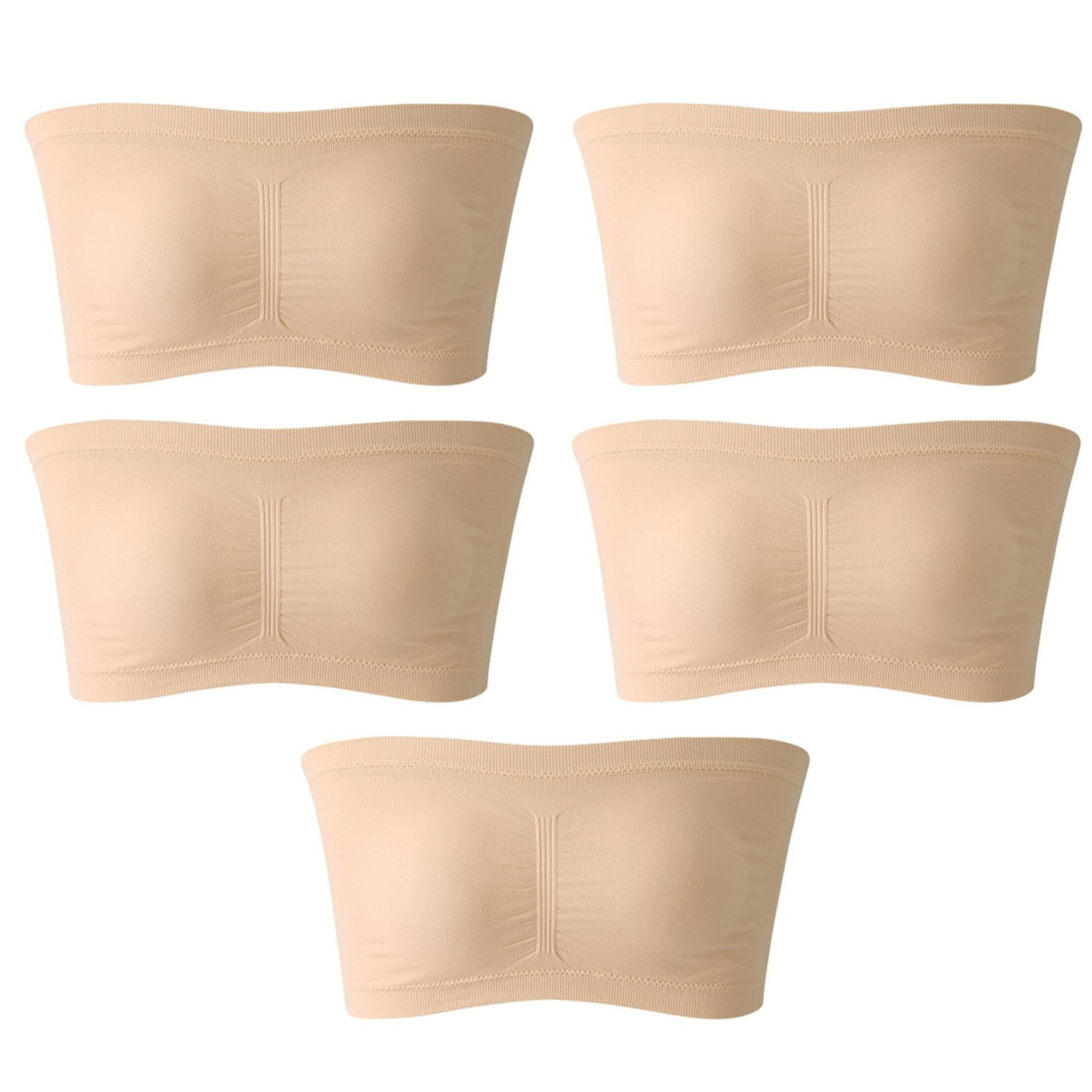 Clearance! Hontri Tube Tops 5Pcs Solid Color Strapless Wrap Sexy Bust ...