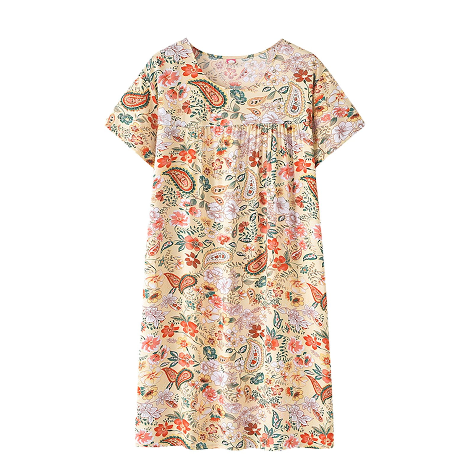Clearance! Hontri Women's Summer Thin Short-Sleeved Nightdress Loose ...