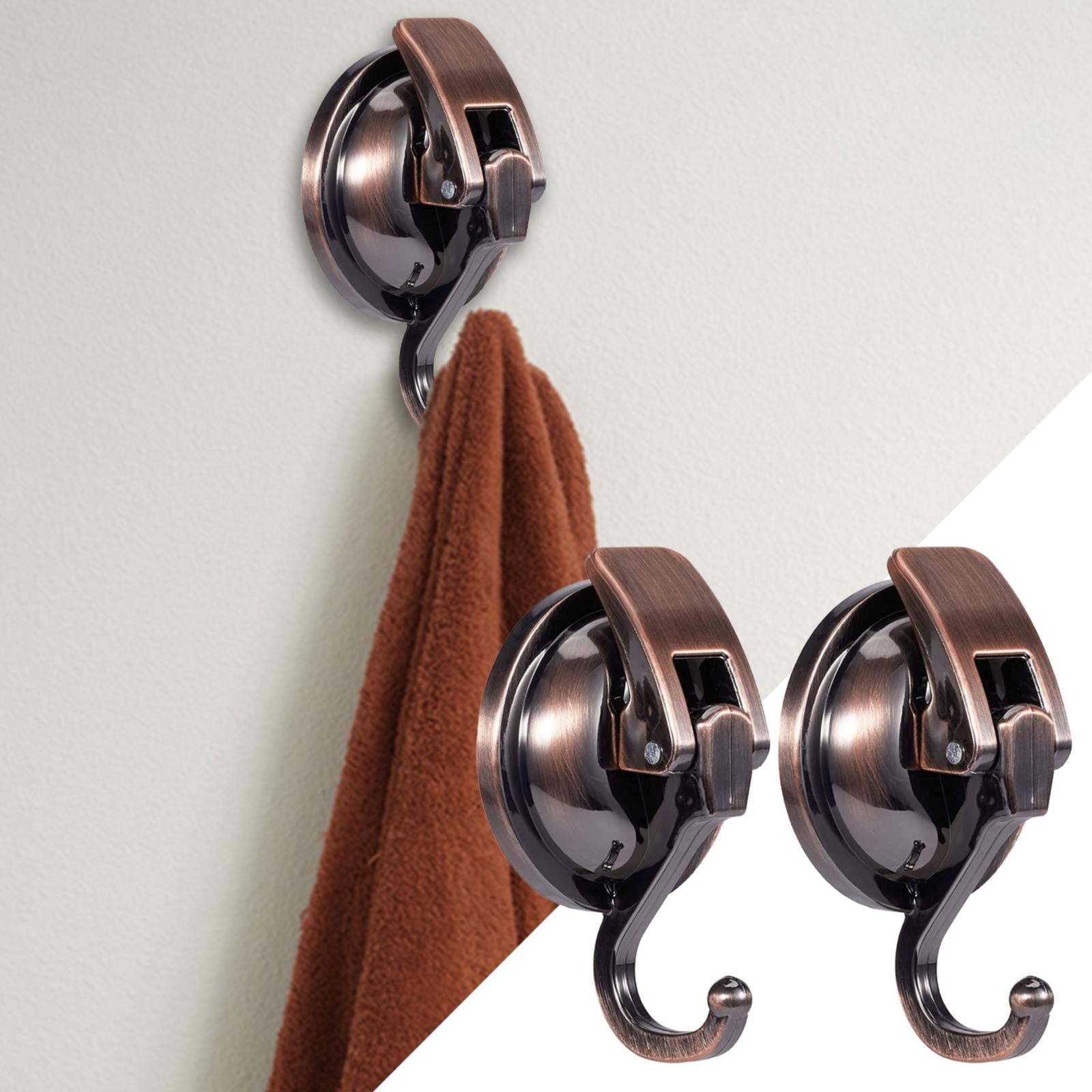 Clearance Hooks under $5 2pc Removable Suction Cup Hooks (2 Pack) Silver Plated Heavy Duty ...
