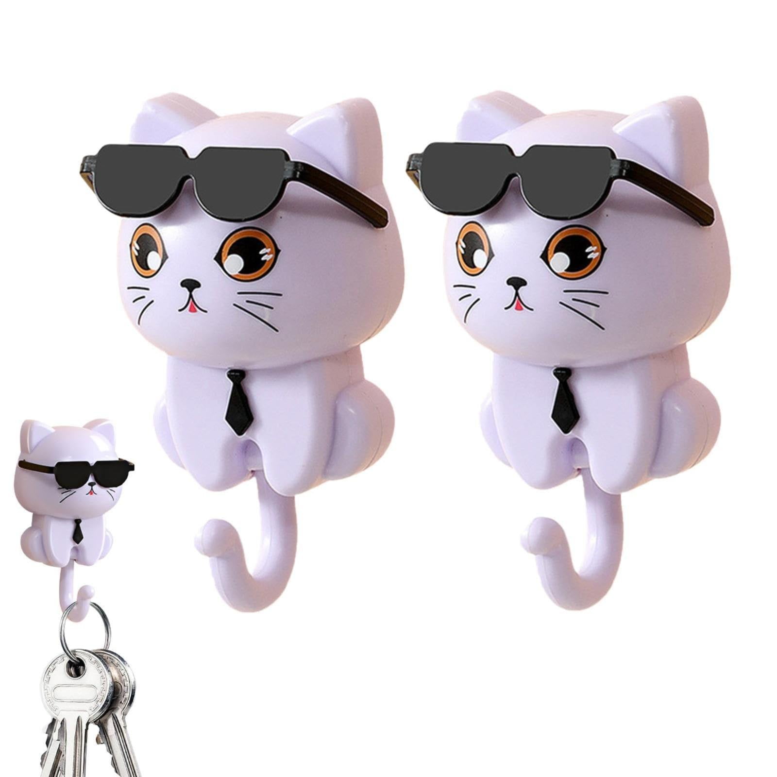 Hooks under $5,Cat Key Holder Creative Cat Shape Hooks 2 Pack Adhesive ...