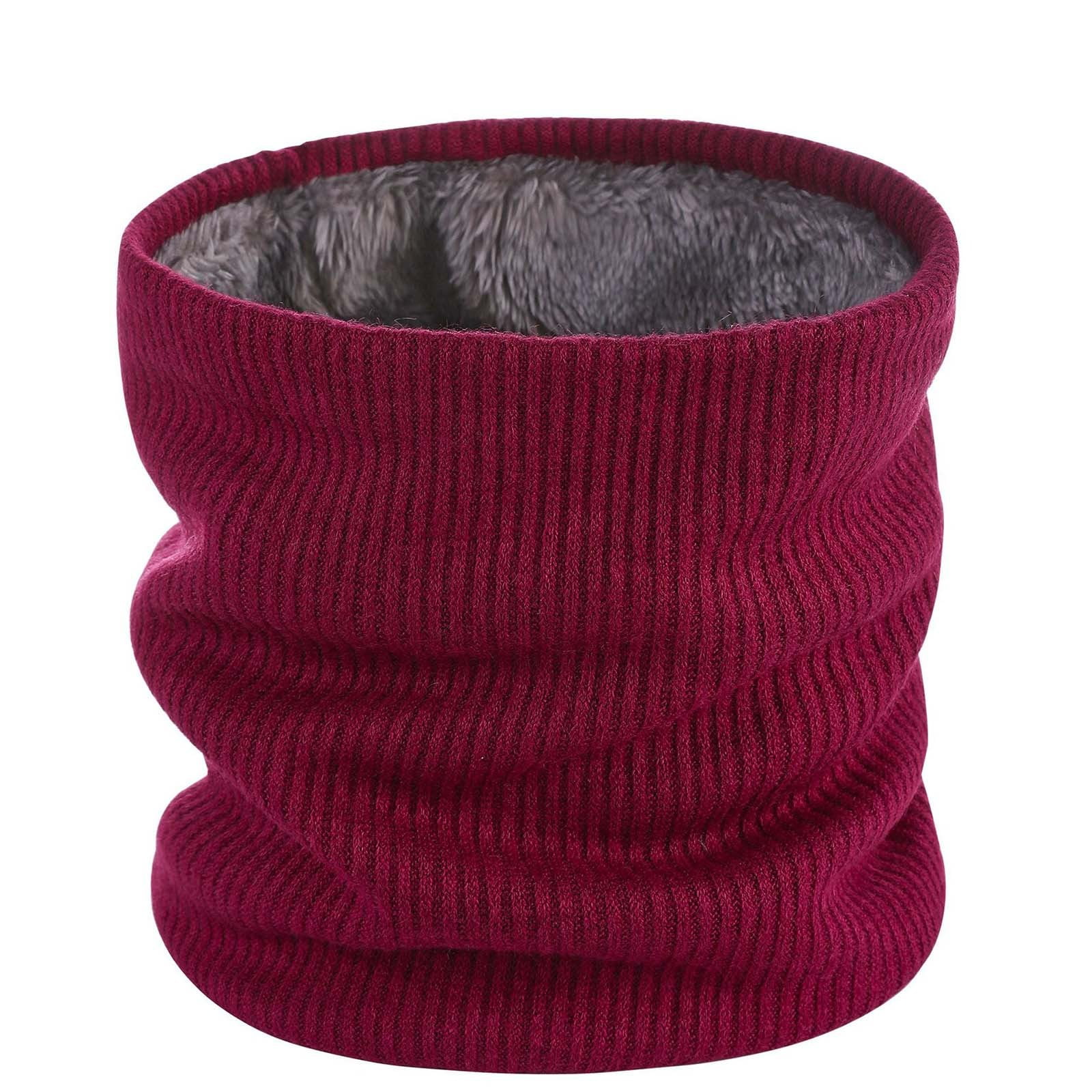 Horkkom Fleece Neck Gaiter Winter Windproof Thick Knitted Double-Layer ...
