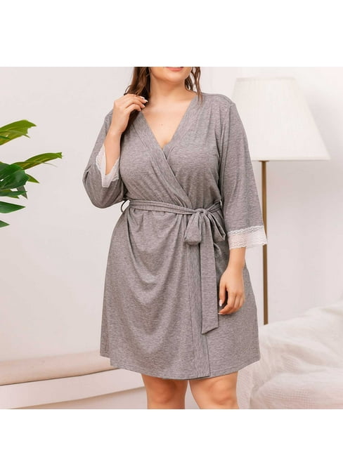 Lissome Women's and Women's Plus Size Waffle Knit Wrap Robe - Walmart.com