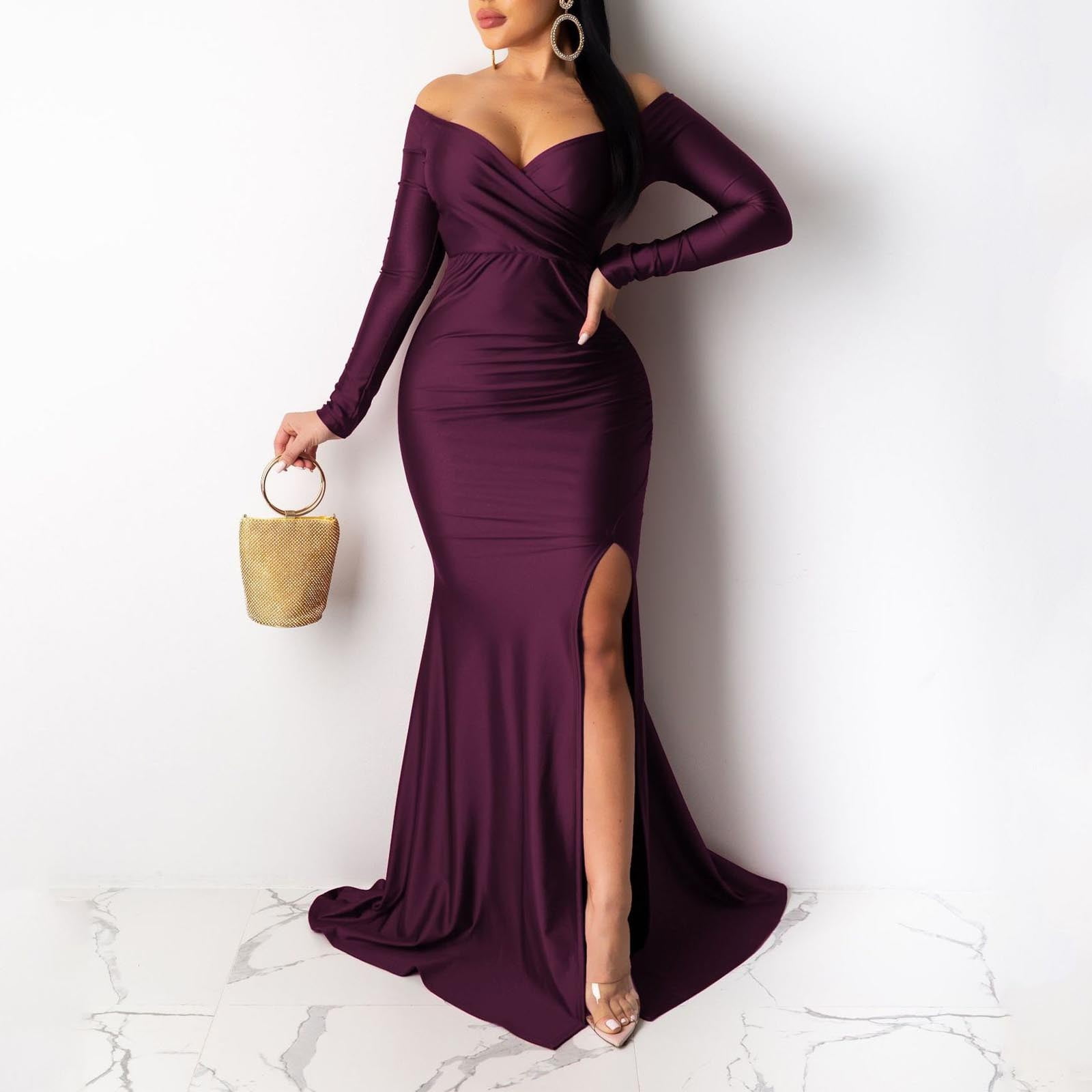 Clearance Horkkom Sexy Formal Dress for Women Off Shoulder Club ...