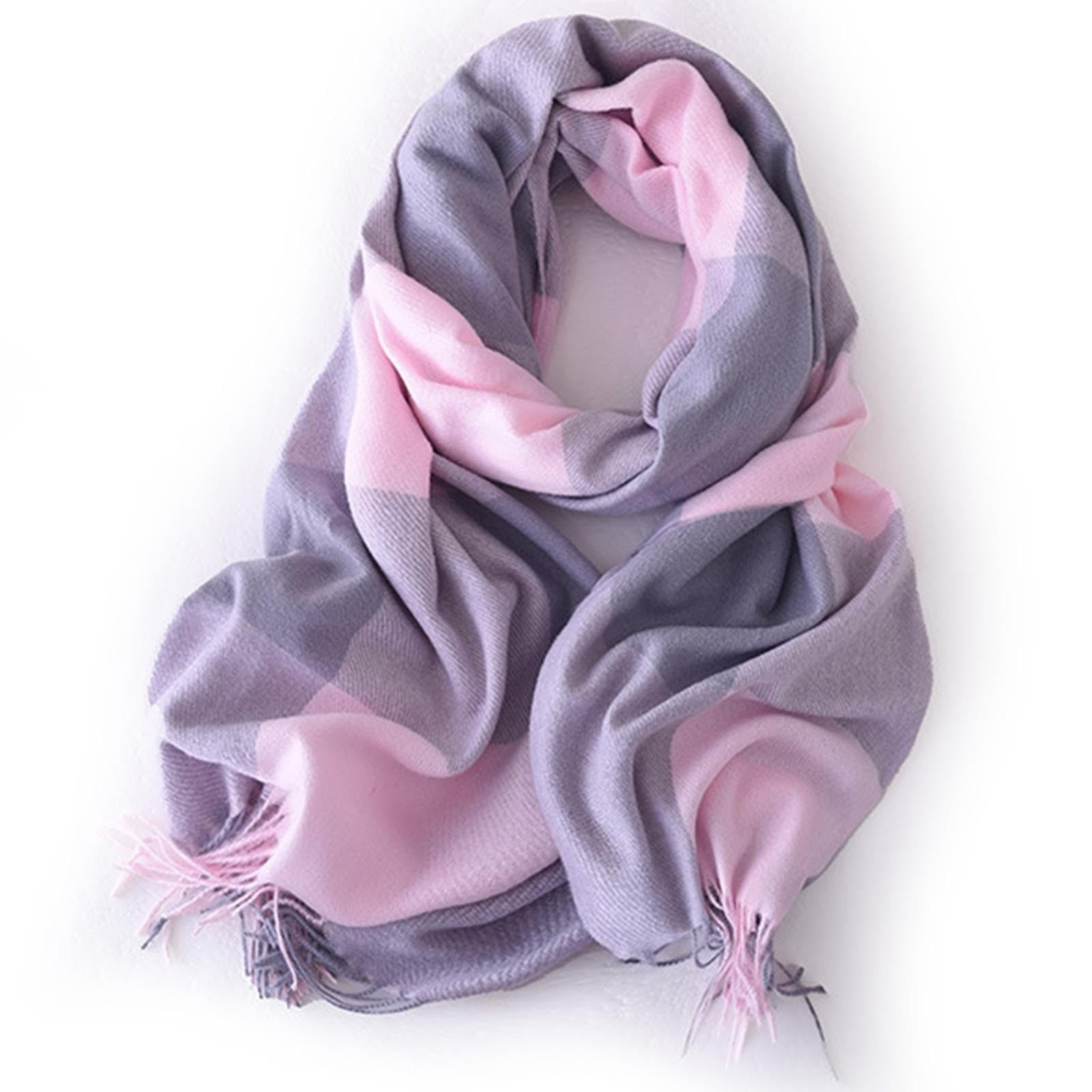 Winter Scarf for Women Knitted Warm Long Scarves Soft Color Block ...