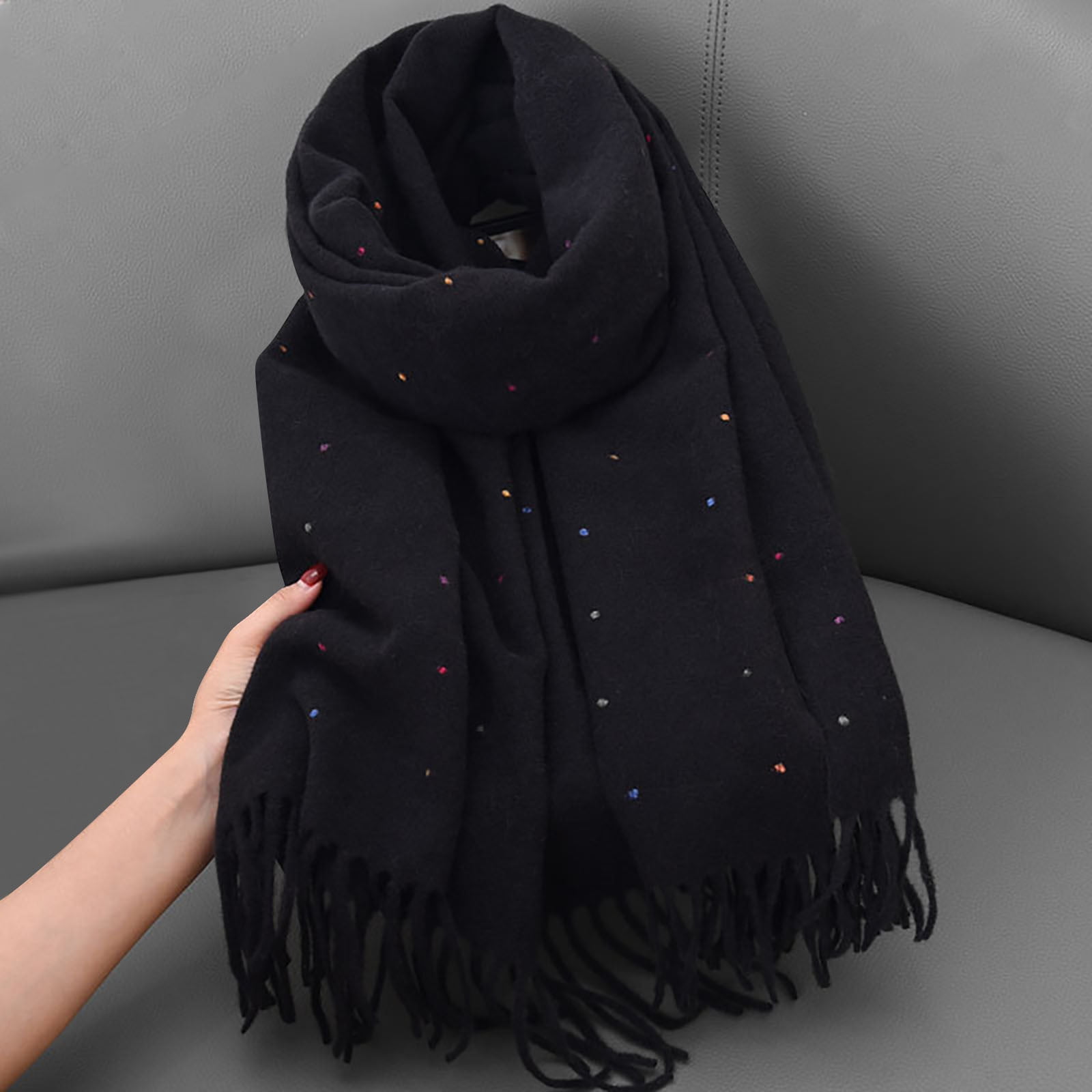 Horkkom Winter Scarf for Women Knitted Warm Long Scarves Soft Solid ...