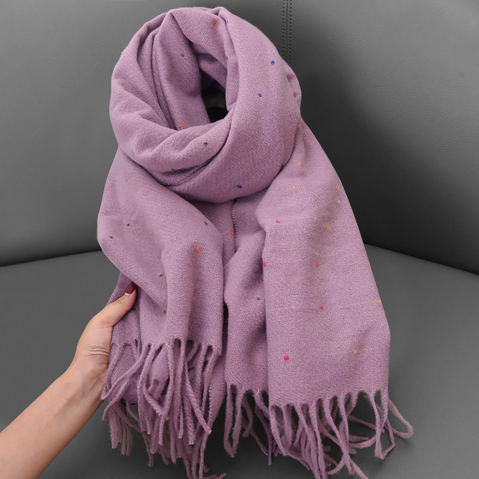 Horkkom Winter Scarf for Women Knitted Warm Long Scarves Soft Solid ...