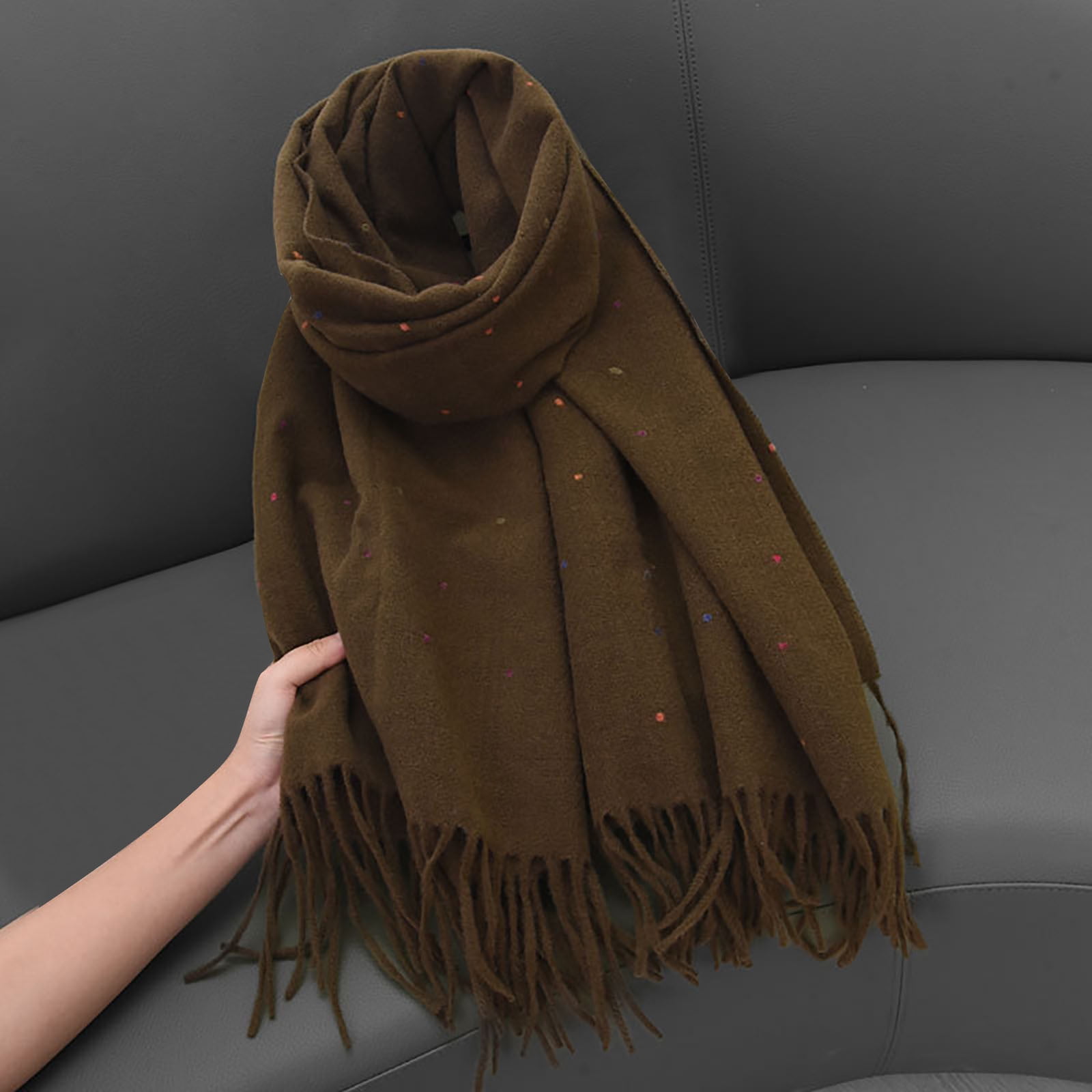 Horkkom Winter Scarf for Women Knitted Warm Long Scarves Soft Solid ...
