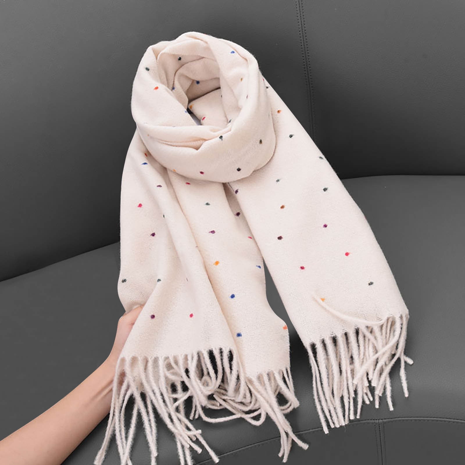 Horkkom Winter Scarf for Women Knitted Warm Long Scarves Soft Solid ...