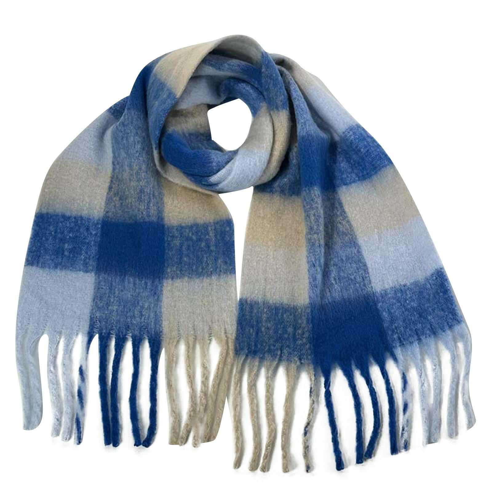 Horkkom Winter Scarf for Women Knitted Warm Long Scarves Soft Striped ...