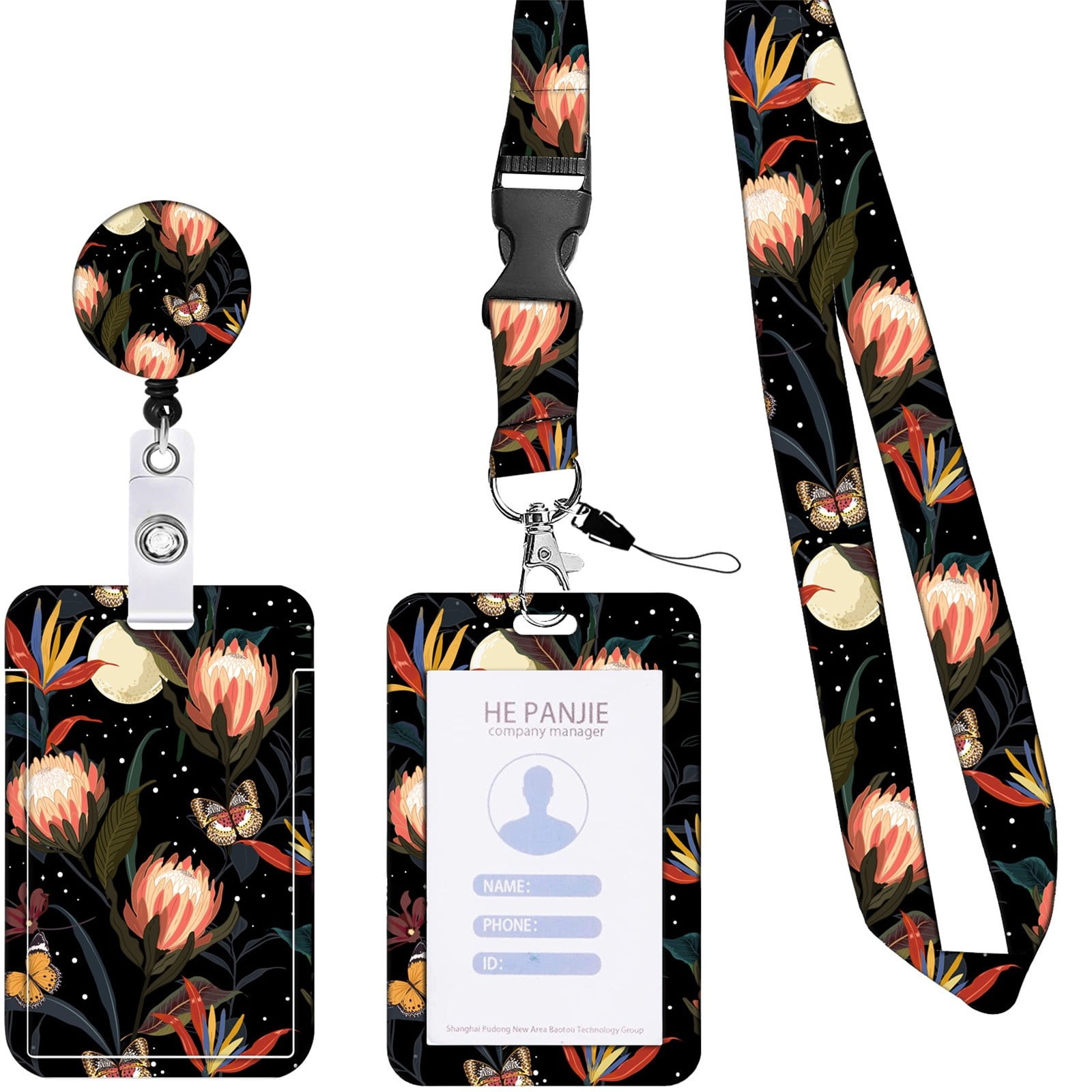Clearance! Huarll-5.9X2.8X0.8In Mobile Phone Id Lanyard Butterfly Push ...