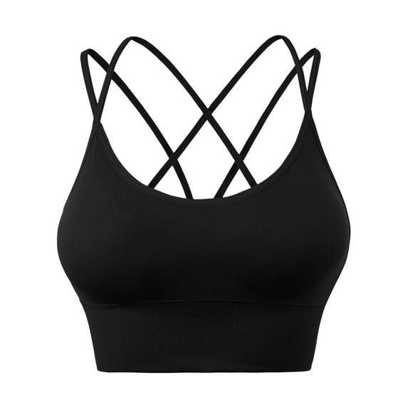 Clearance Hxshgdsn Womens Cross Back Sport Bras Padded Strappy Cropped ...