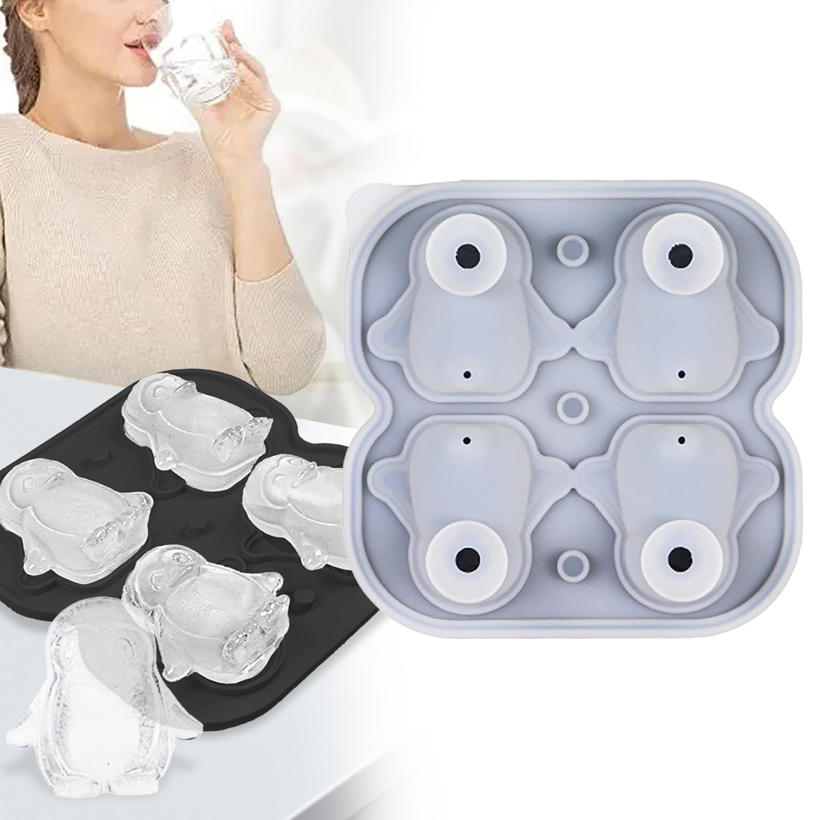 Clearance Ice Cube Mold under $5,Penguin Shaped Ice Cube Trays 3D Ice ...