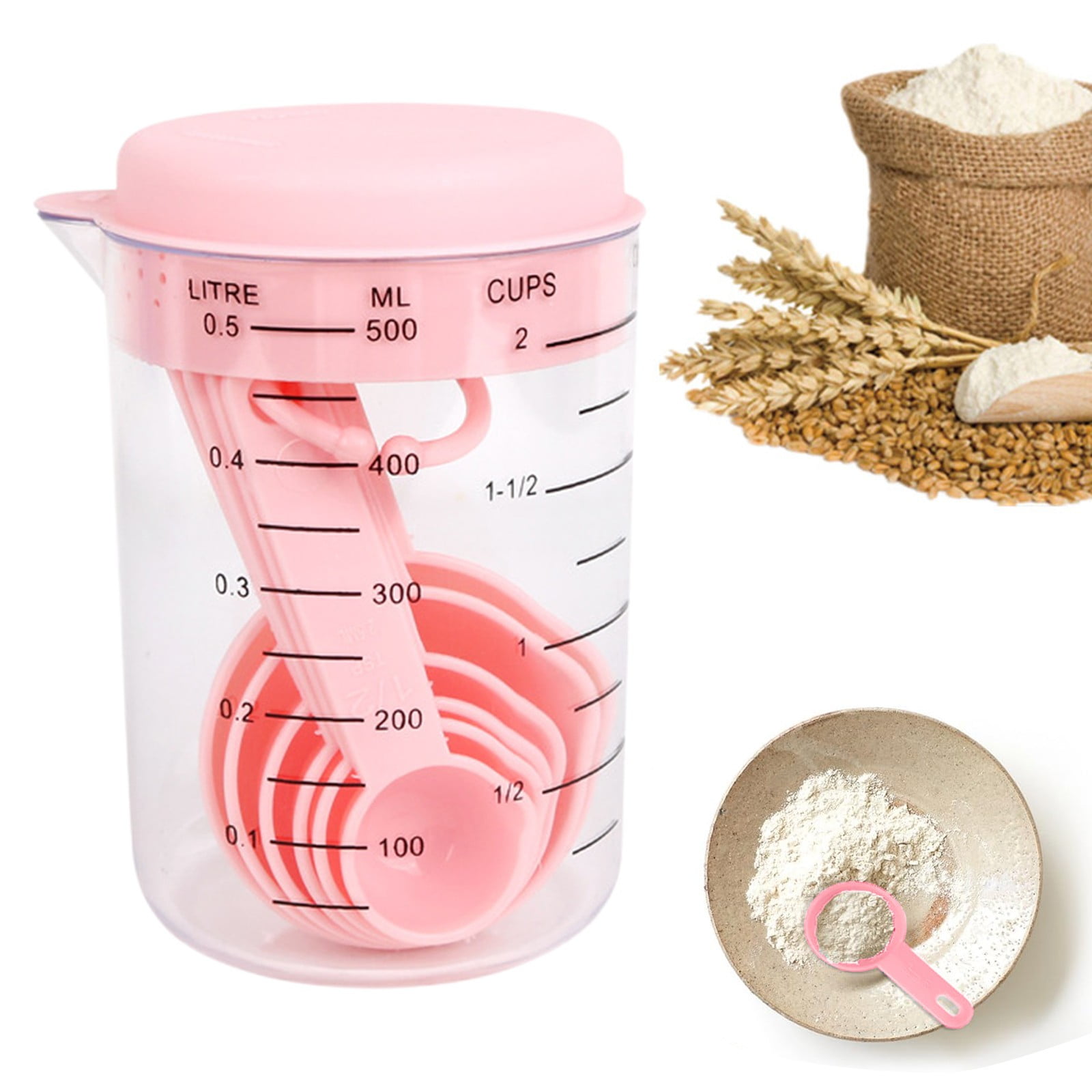 Clearance Iodue 7 Piece Plastic Measuring Cups And Spoons Set With ...