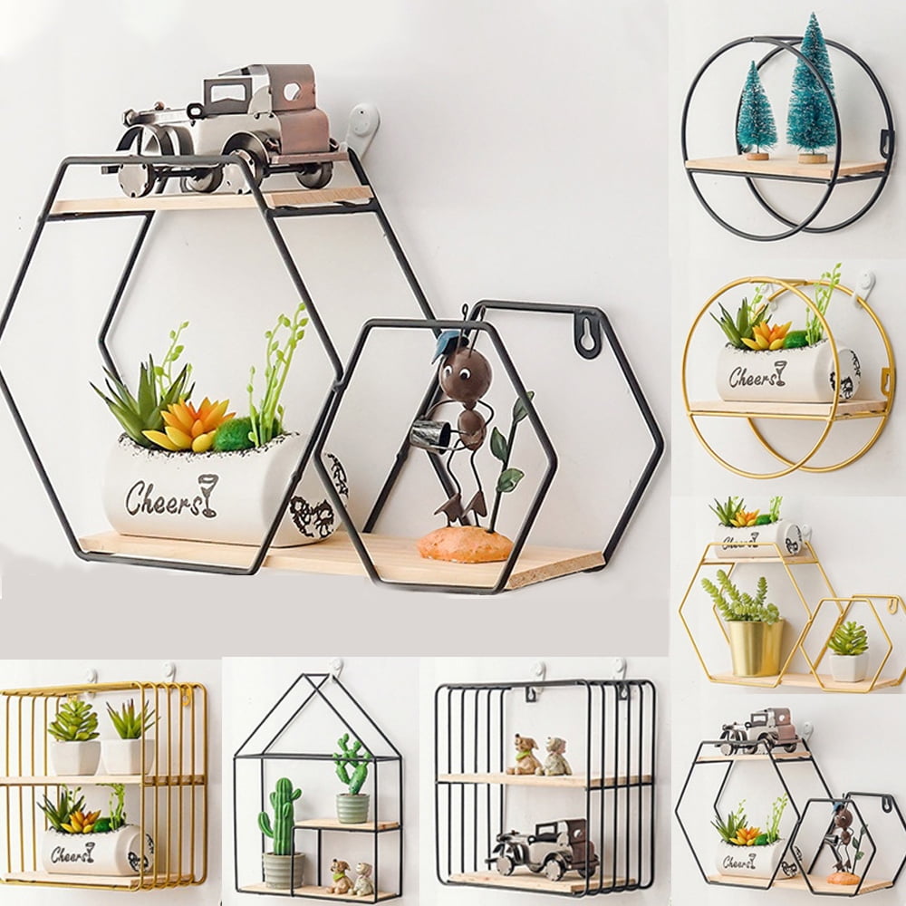 Clearance! Iron Floating Shelf Round Wall Mounted Shelf a Layer Kitchen ...