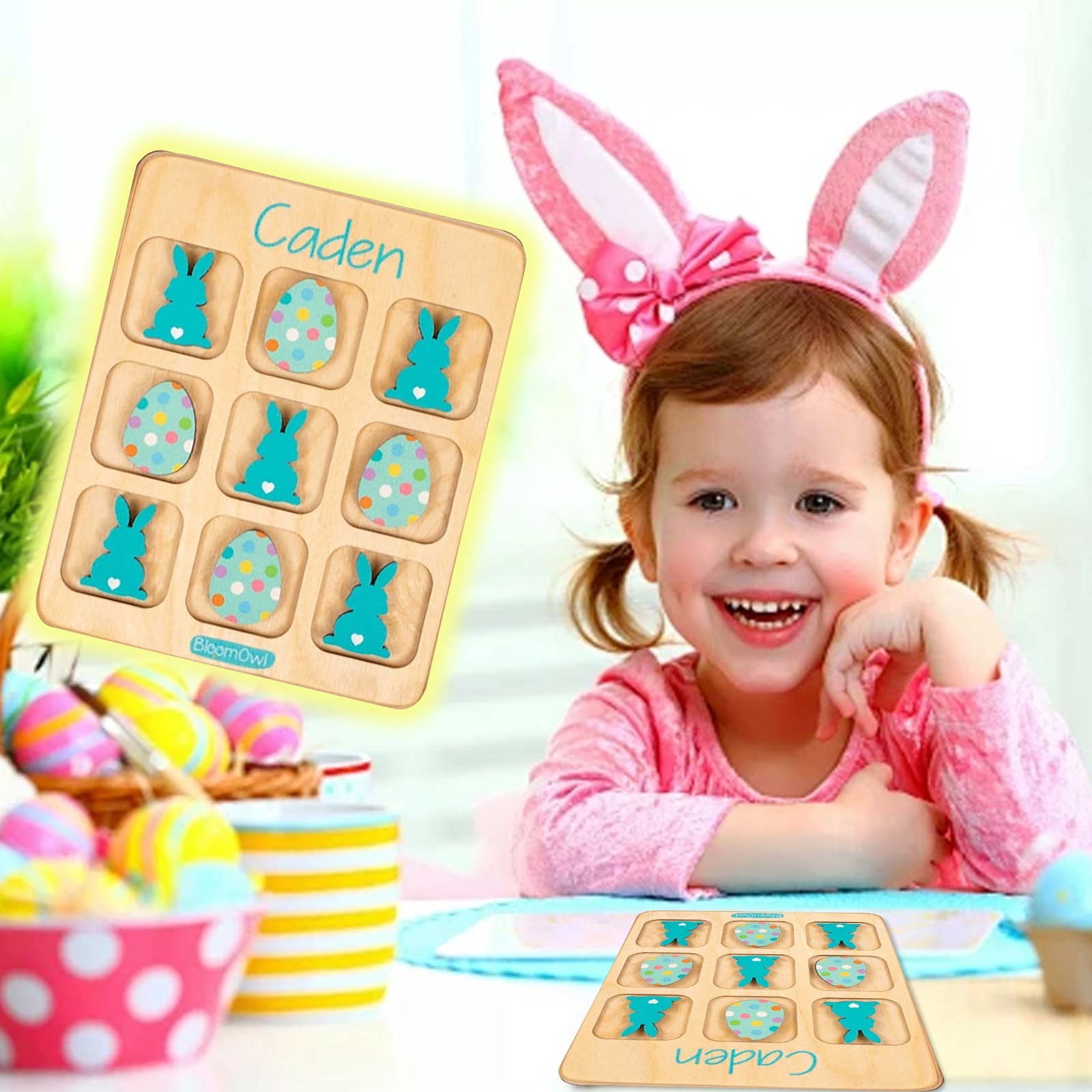 Clearance Items!Aopfjg “Wooden Easter Tac Toe Game – Classic Family Fun ...