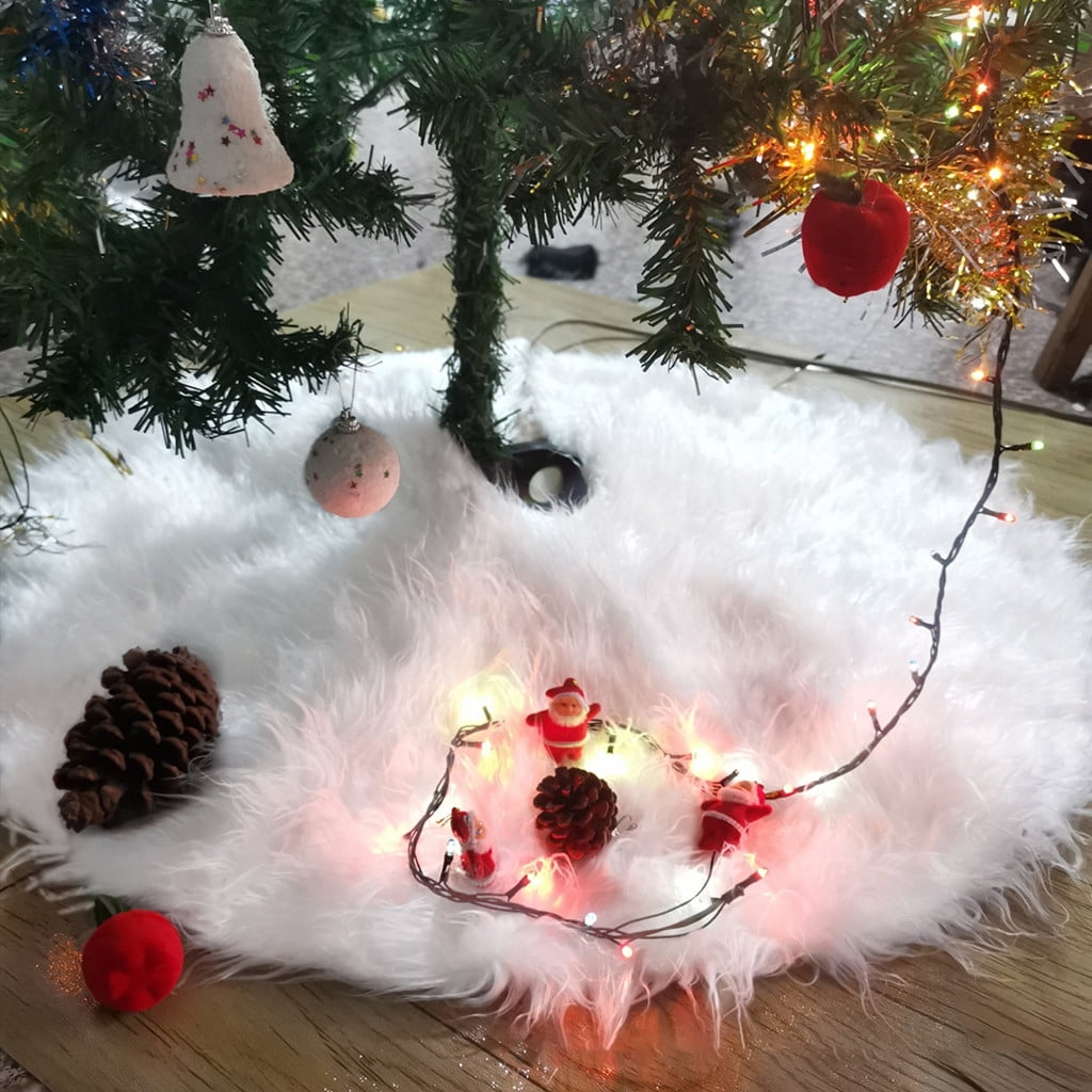 Christmas Tree Skirt - Xmas Tree Skirts White Snow Luxury Faux Fur - 36 ...