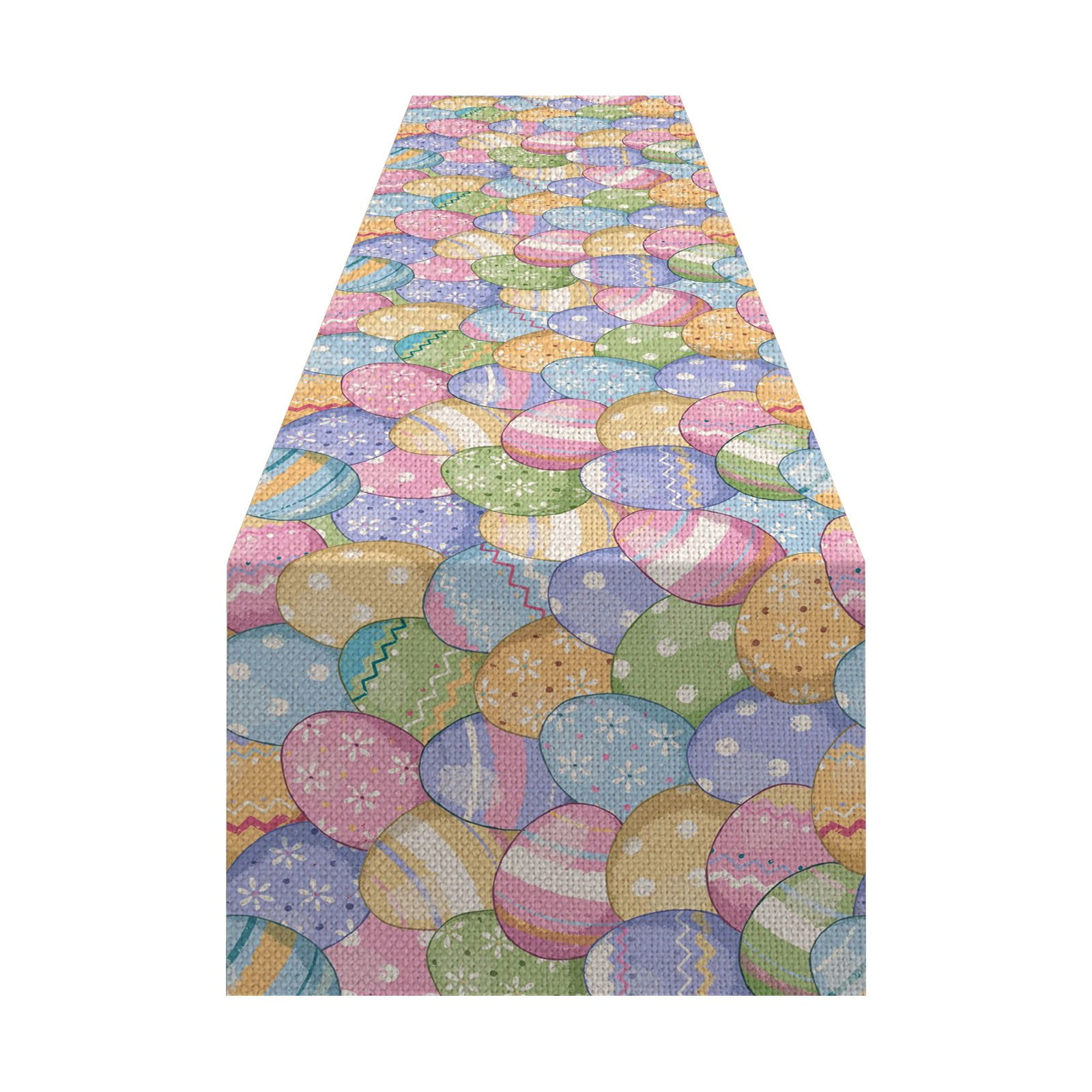 Clearance Items Easter Eggs Print Linen Table Runner With Blue Lace ...