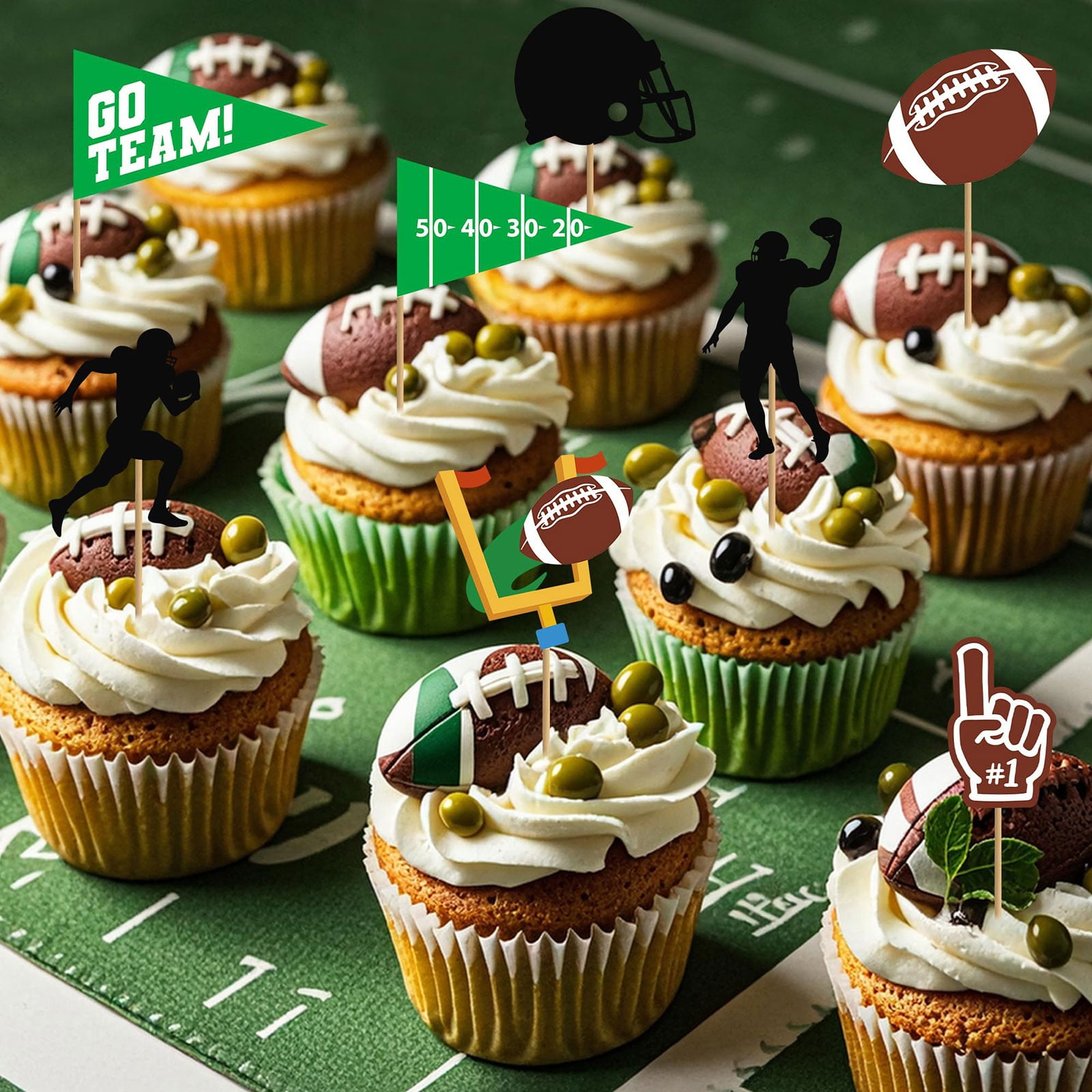 Clearance Items!Egooesam 24 Pcs Football Cupcake Toppers Disposable ...