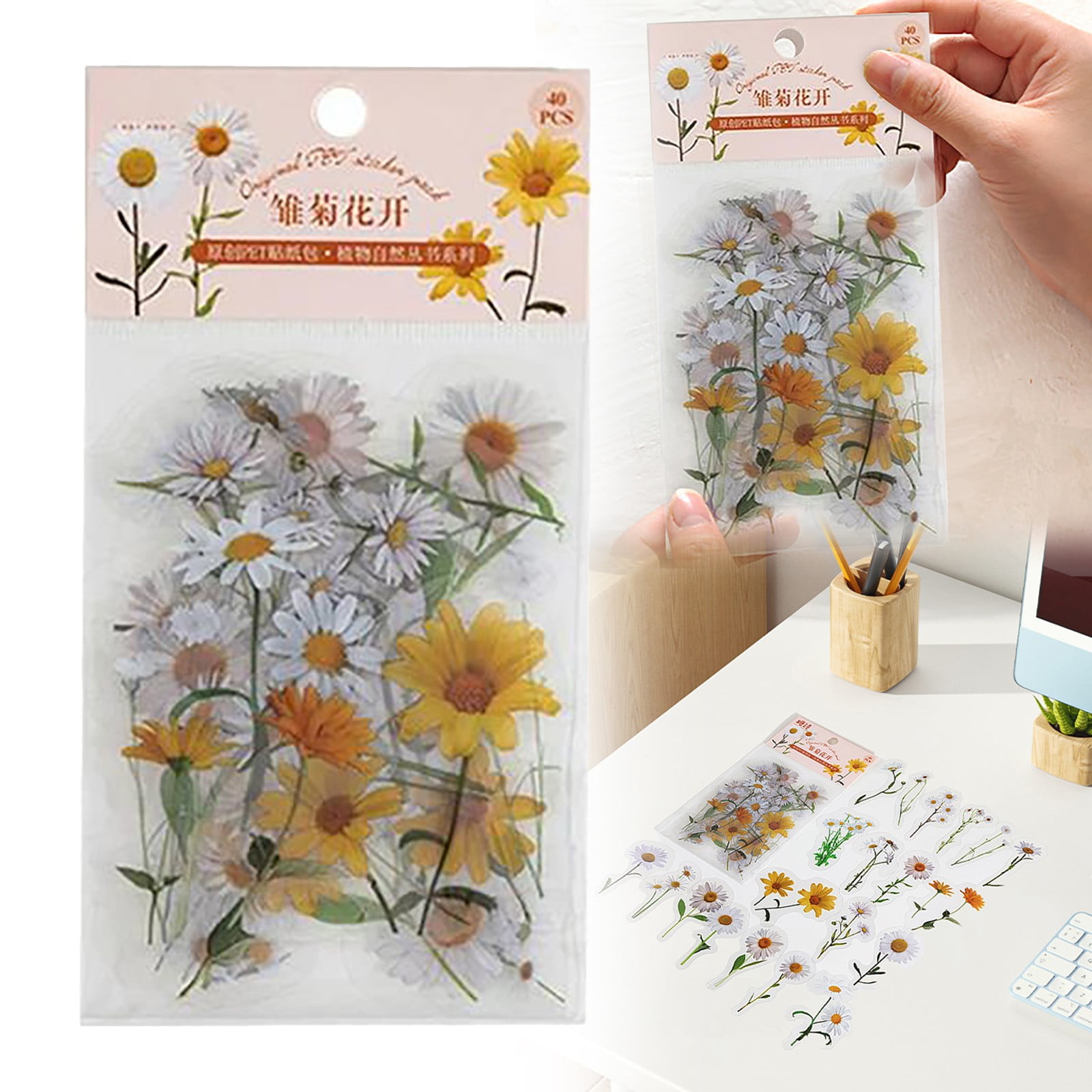 Clearance Items!Etsjal Collecting Flower Scrapbook Stickers Transparent ...