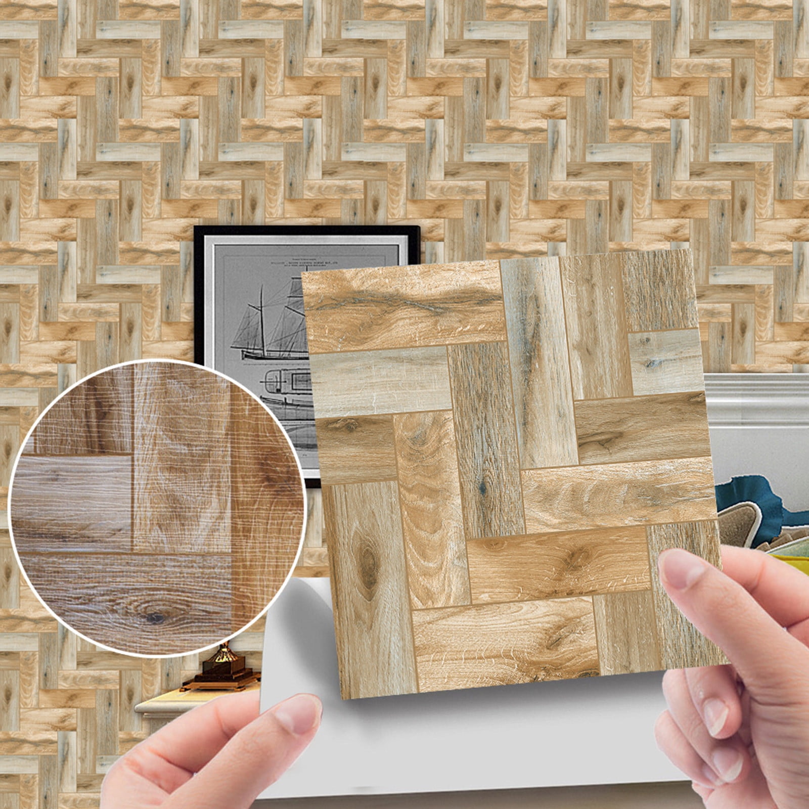 Clearance Items!Etsjal Imitation Wood Grain Tile Stickers Retro Brick ...