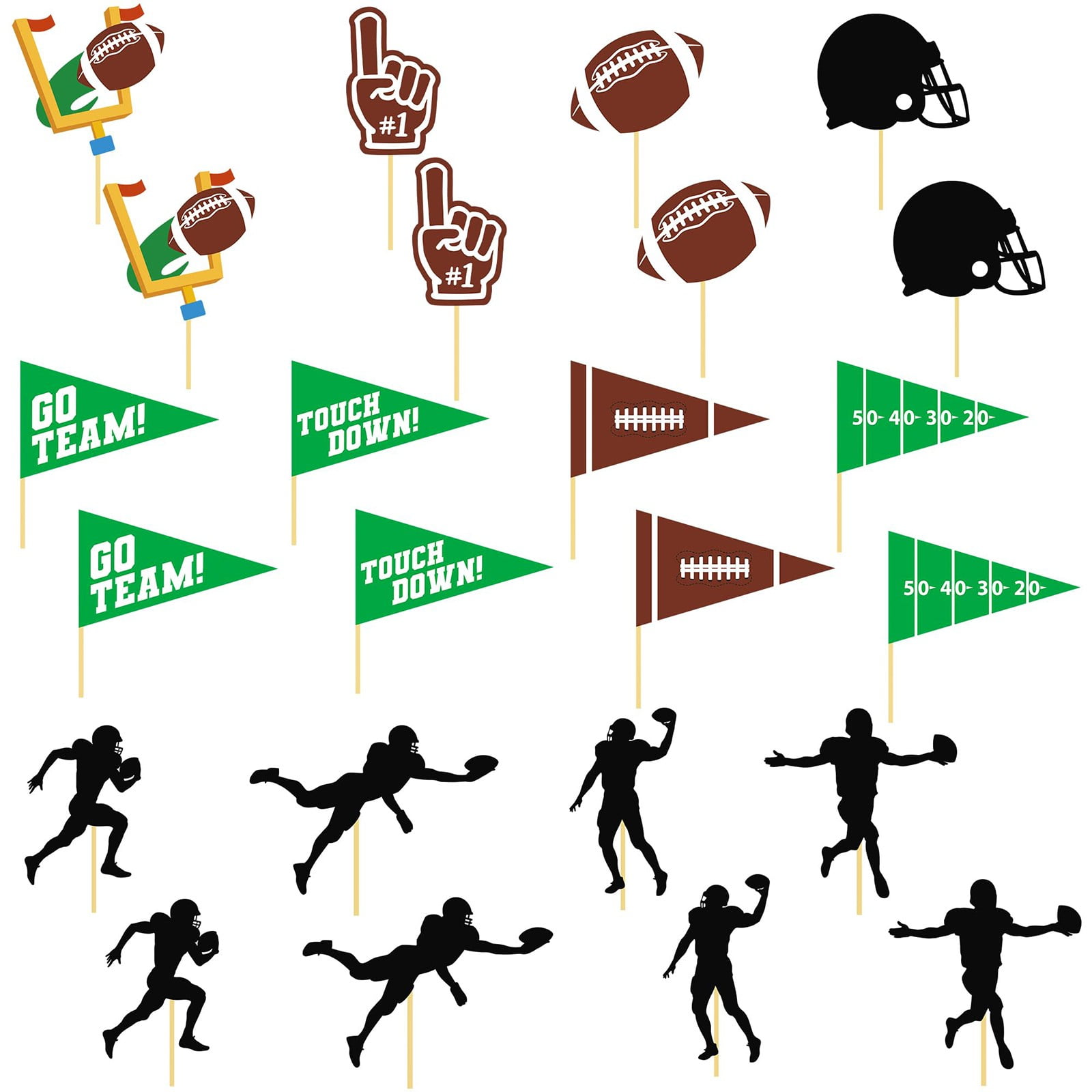 Clearance Items Football Cupcake Toppers Set, 24 Pcs Football Themed ...