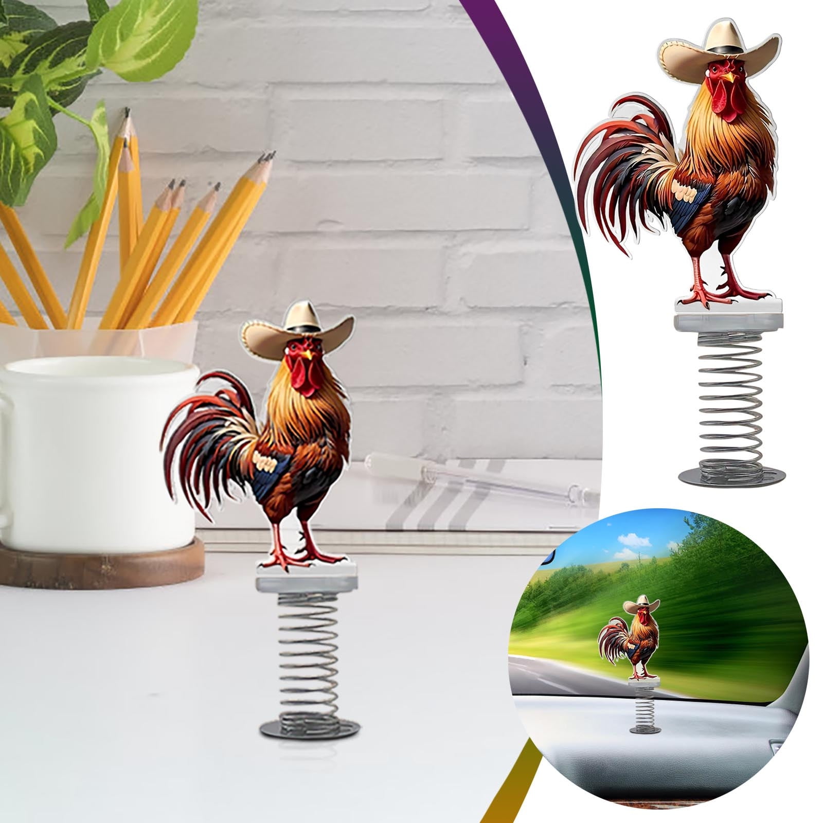 Clearance Items! Gosuguu Bohemian Rooster Decoration, 2D Denim Hat, Car ...