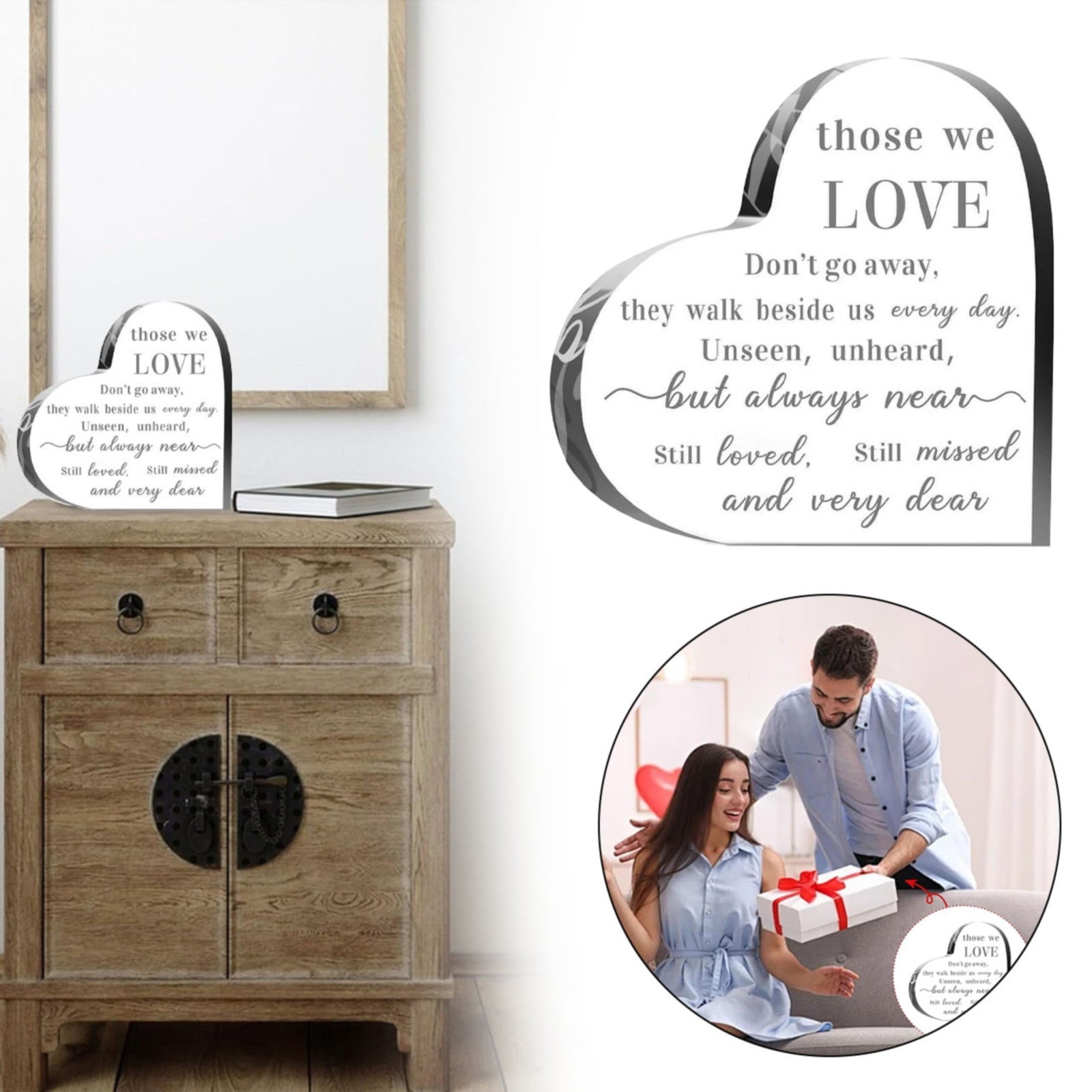 Clearance Items! Lssam Memorial Table Decor,Acrylic Heart Sympathy Gift ...