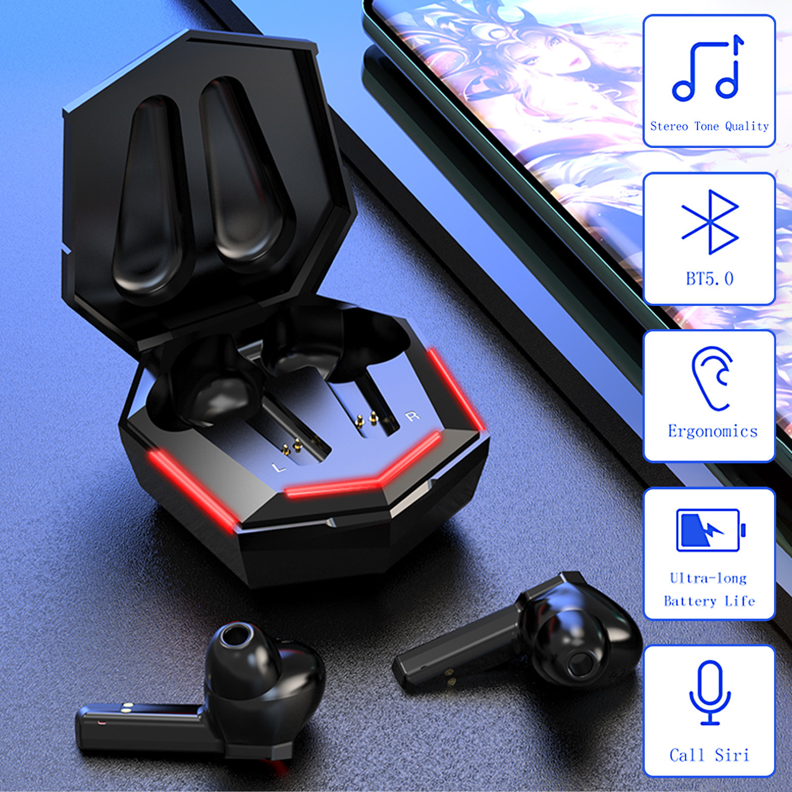 Clearance Items Nrmrqz TWS Earbuds, Gaming Earbuds with True Wireless ...