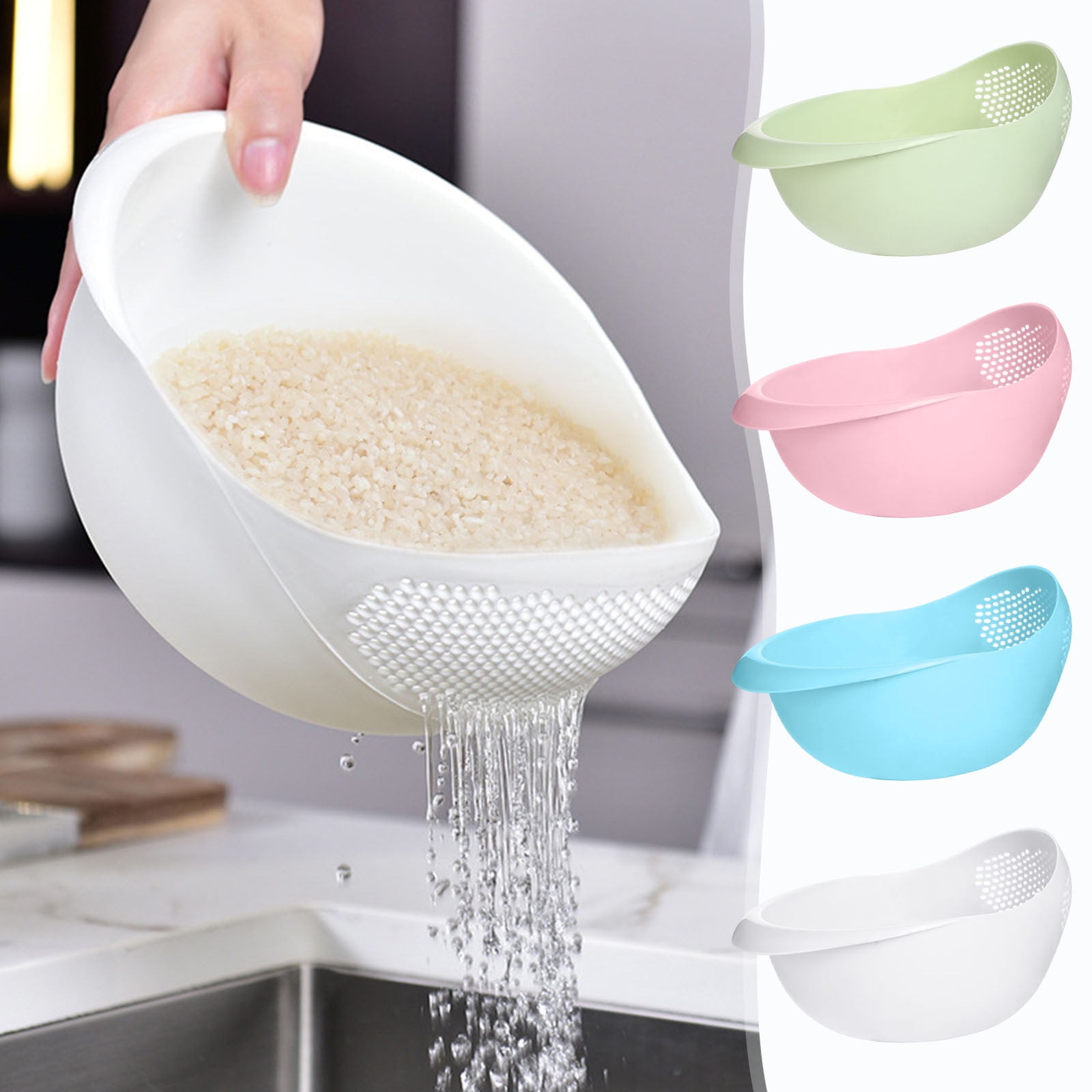 Clearance Items! Plastic Rice Bowl Strainer with Handle, Multi-Purpose ...