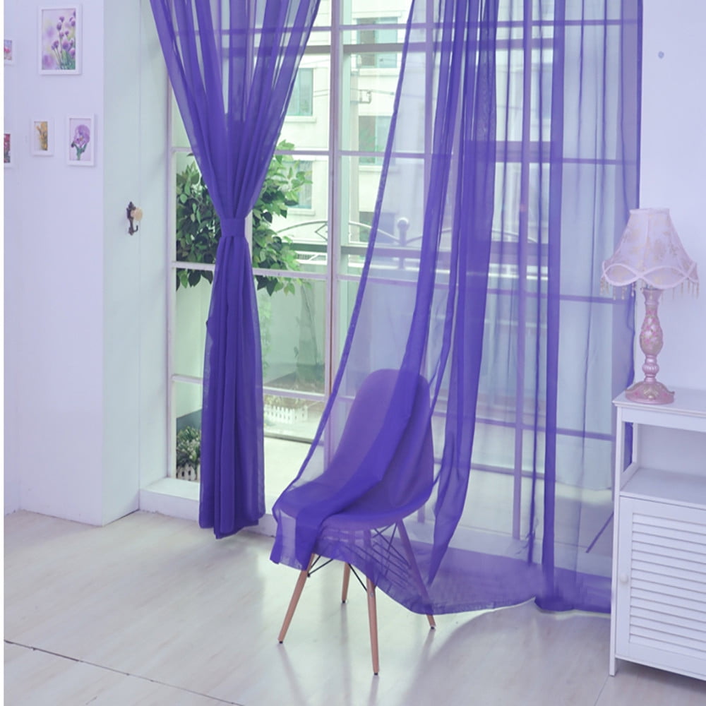 Clearance Items Sheer Tulle Curtain Panel, 1-Piece Pure Color Drapery ...